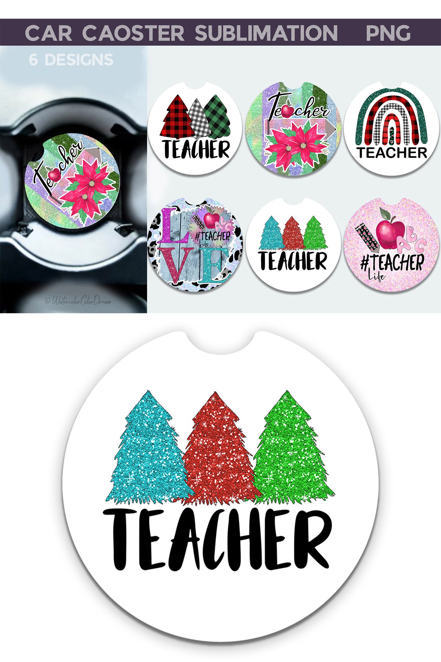 Christmas Car Coaster | Teacher Car Coaster