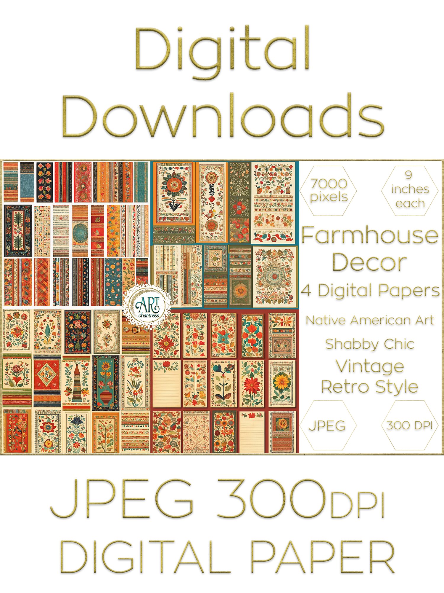 Vintage Classic digital papers Native American Art (3502930)