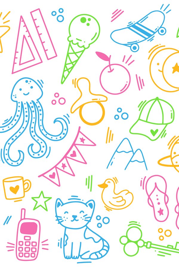 Kids doodle hand drawn cute play elements. Kindergarten chil