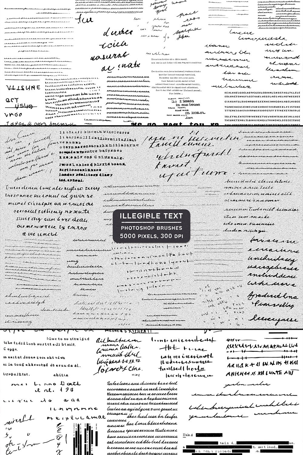 Illegible Text Photoshop Brush Set