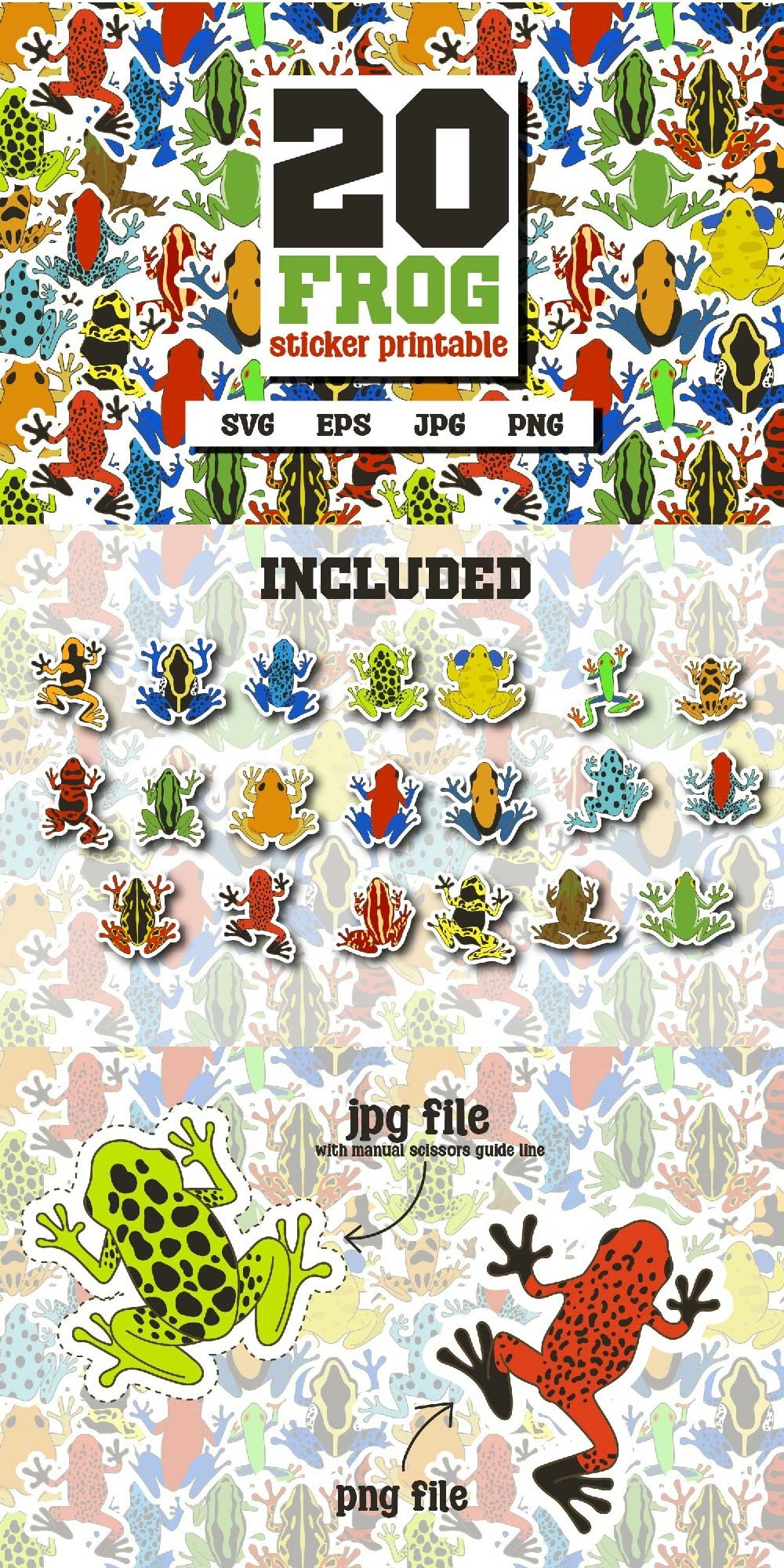 Frog stickers printable Bundle