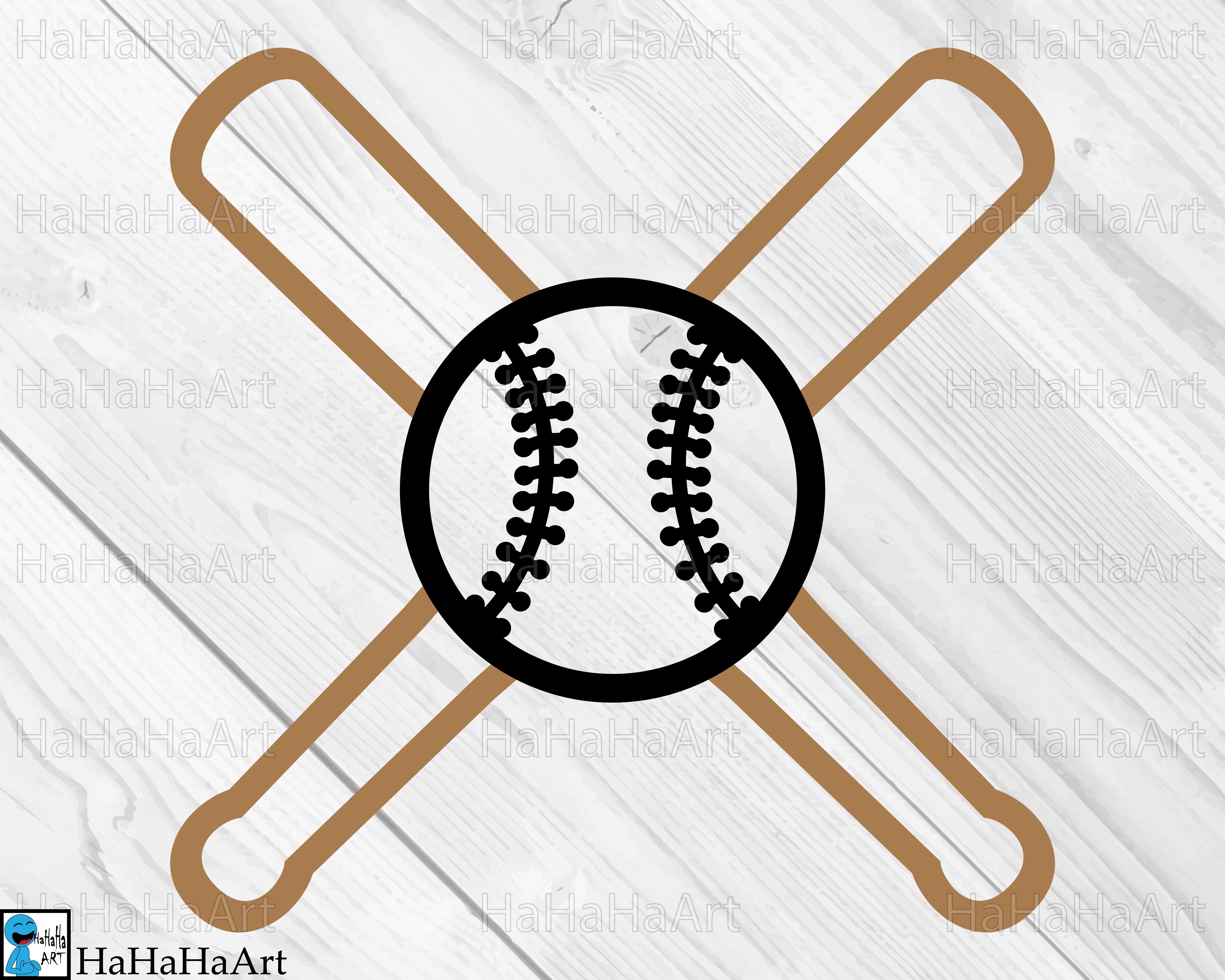 Crossed Baseball Design - Clip art / Cutting Files 1381c