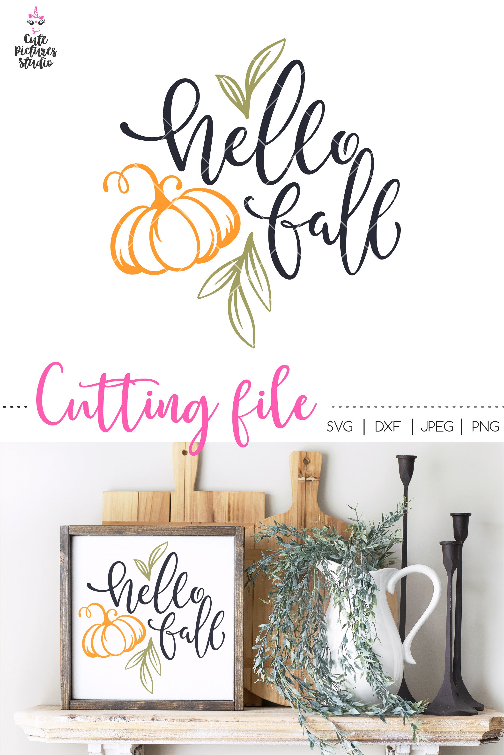 Hello Fall SVG Cricut cut file, Hello Fall png (1515442)