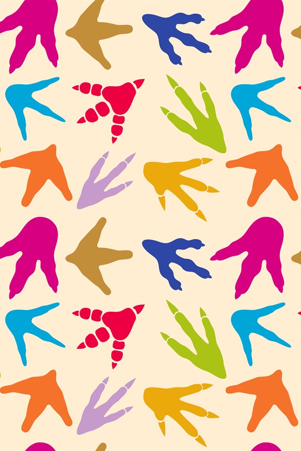 Dinosaur footprints vector seamless pattern