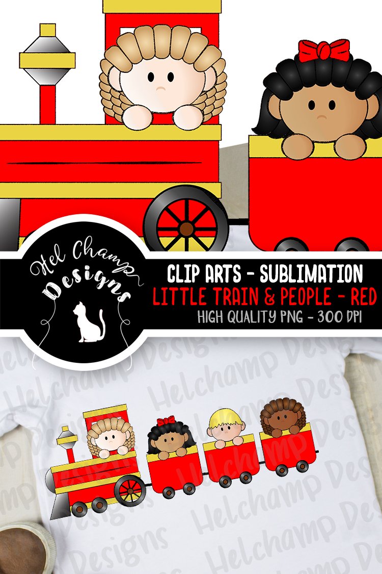 Little Trains | Red with people | Clip Arts | Sublimation