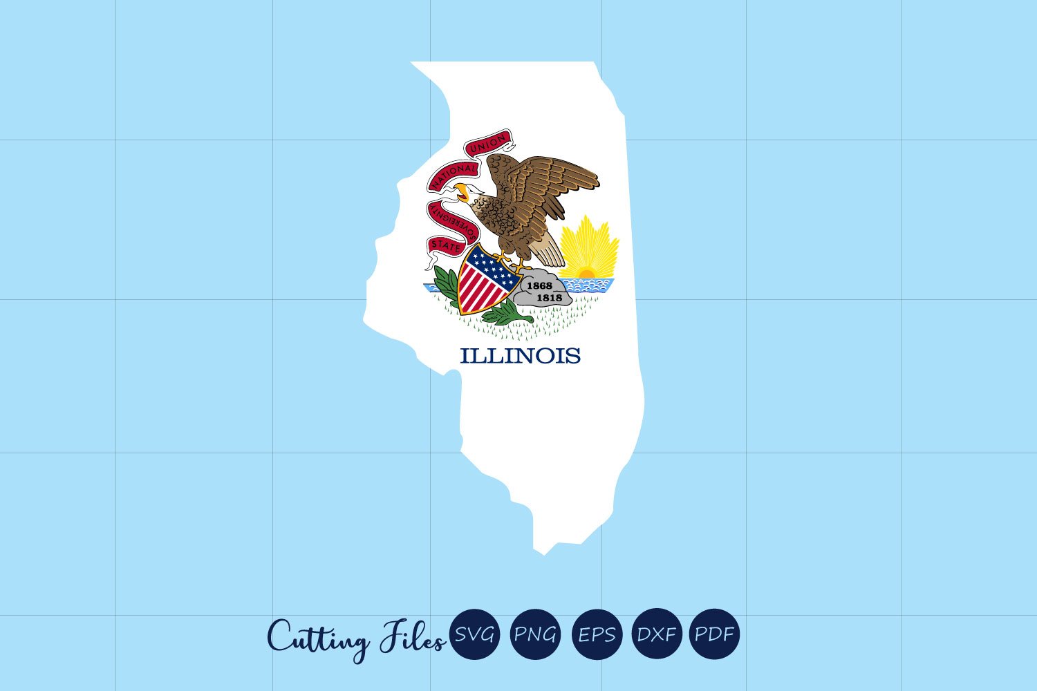 Illinois state with flag background