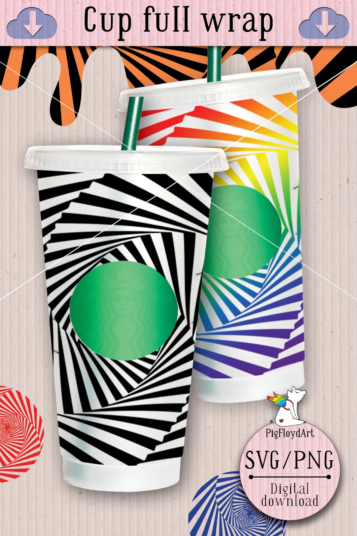 Geometric Minimalist - SVG Cut File - Cold Cup Full Wrap