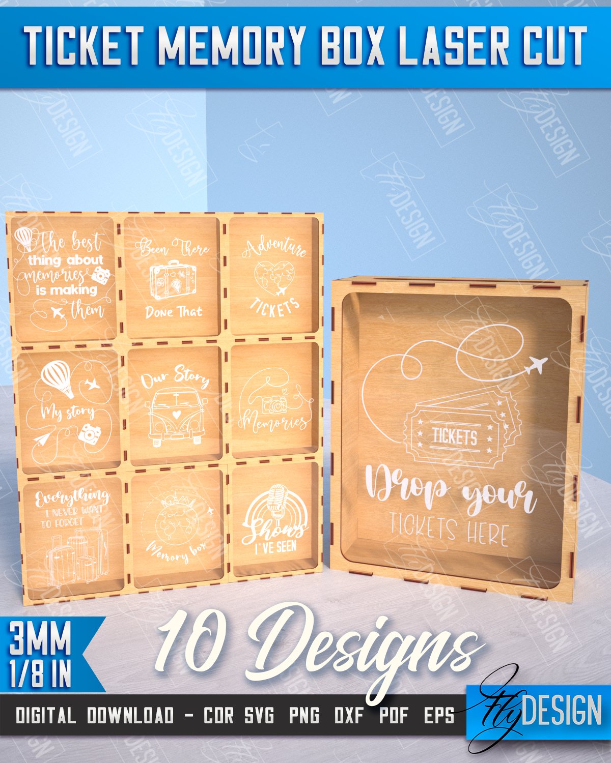 Ticket Memory Box Laser Cut Bundle |Memory Box for Tickets