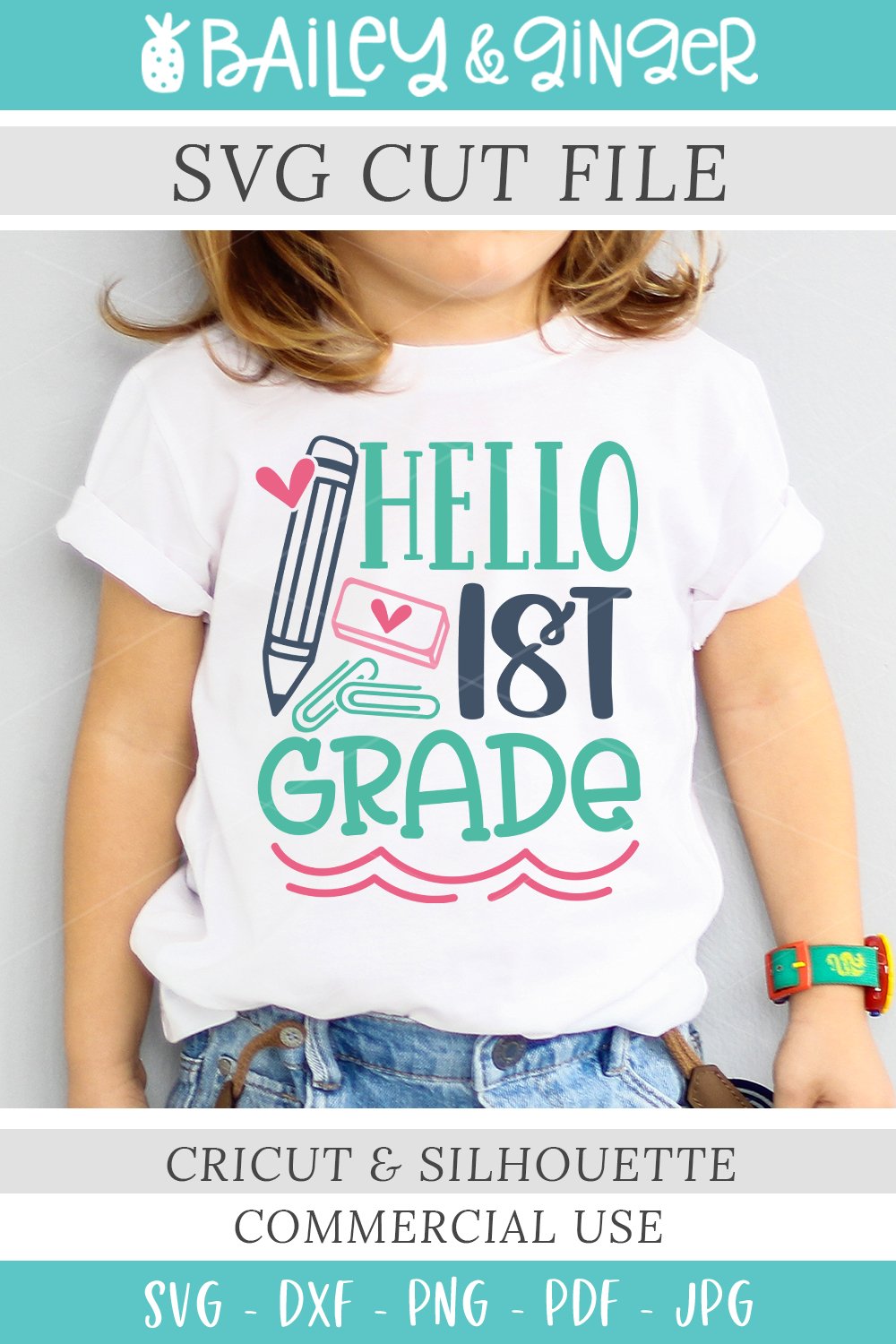 Hello 1st Grade - First Day of School SVG Cut File