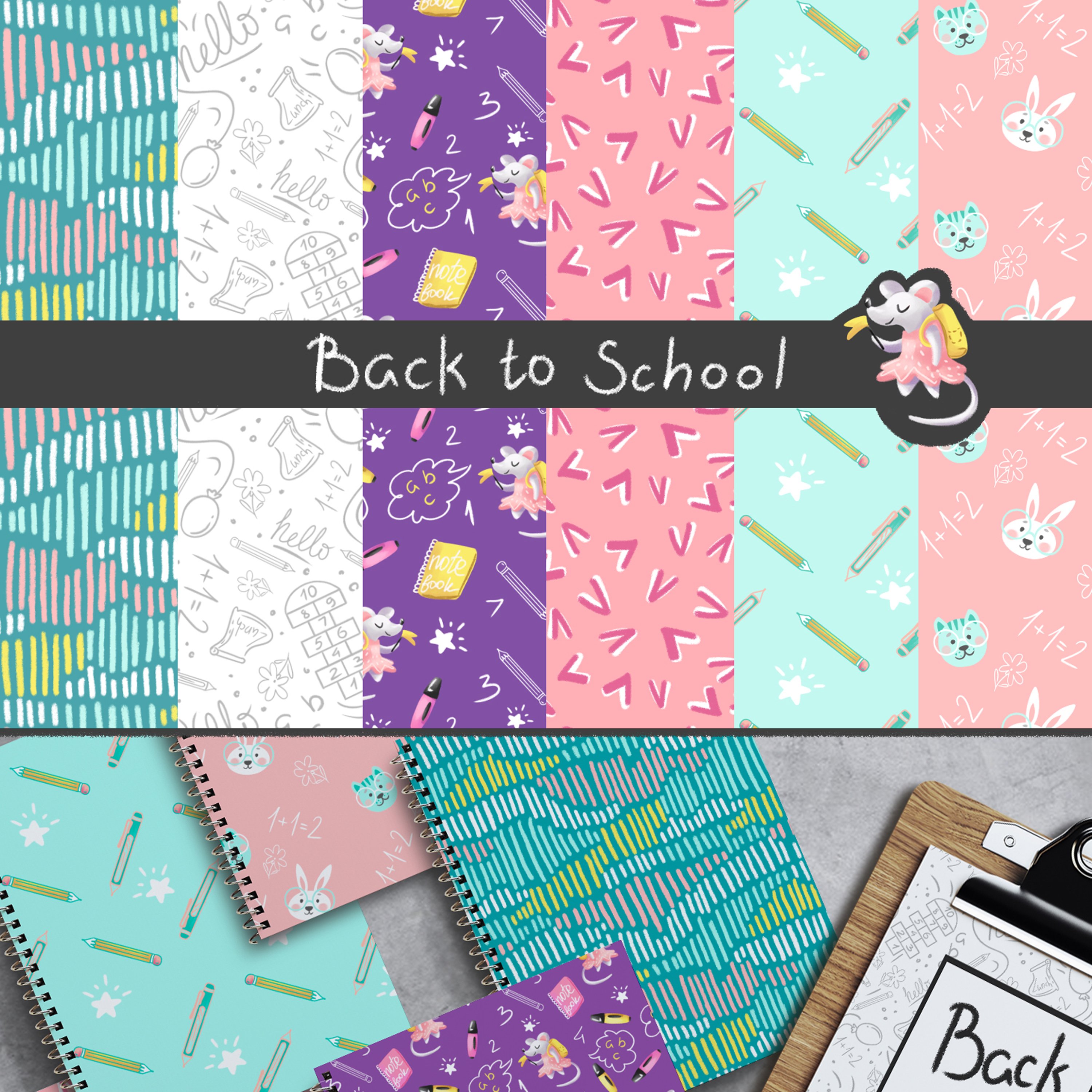 Back to School Digital Paper, School girl paper