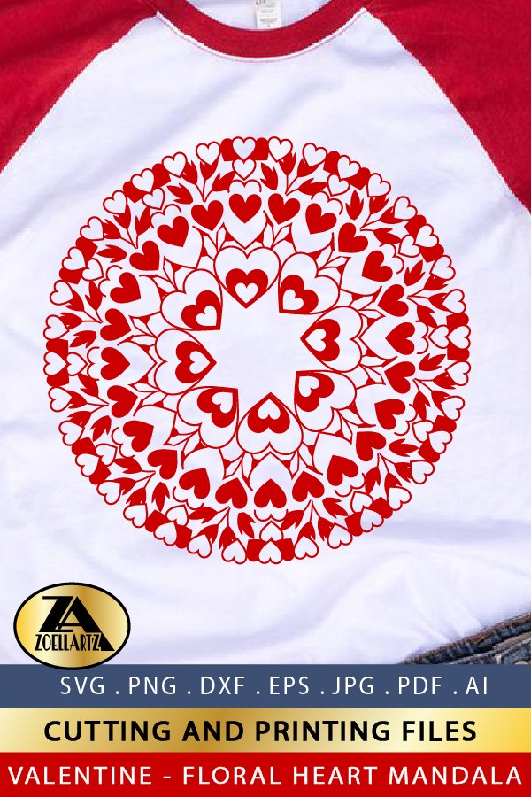 Valentine Heart Mandala SVG Floral Hearts SVG Valentines SVG