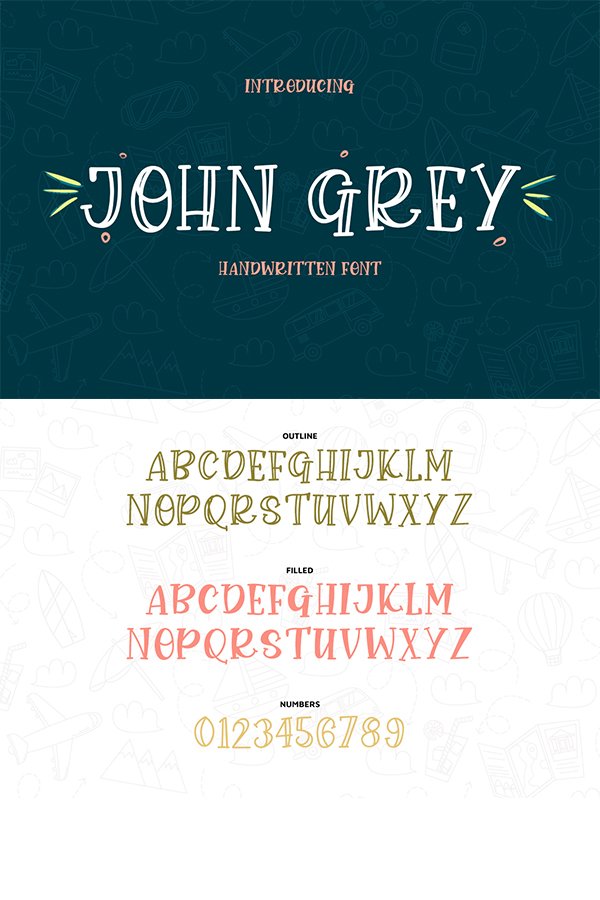 John Grey - a handwritten outline and filled font (969042)