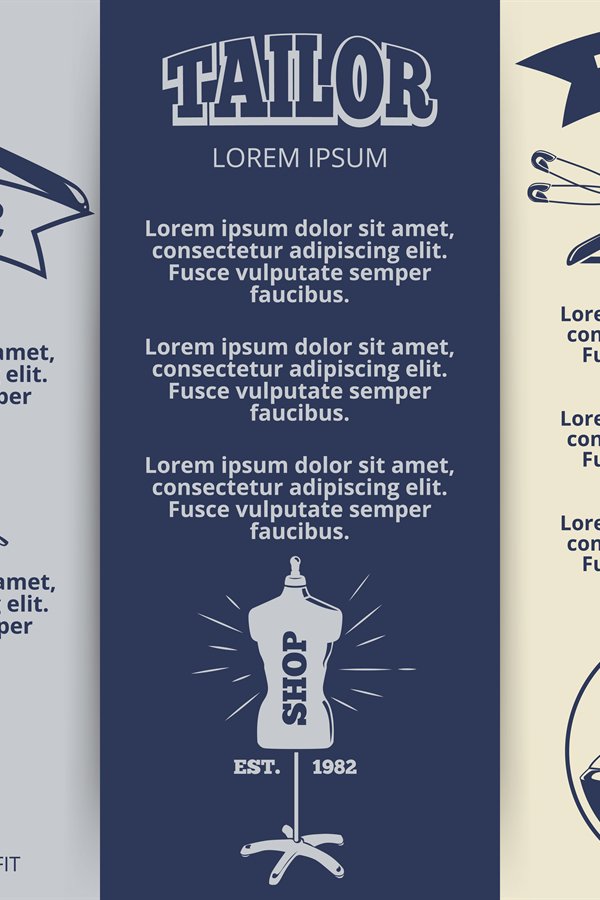 Vintage tailor shop flyers template design