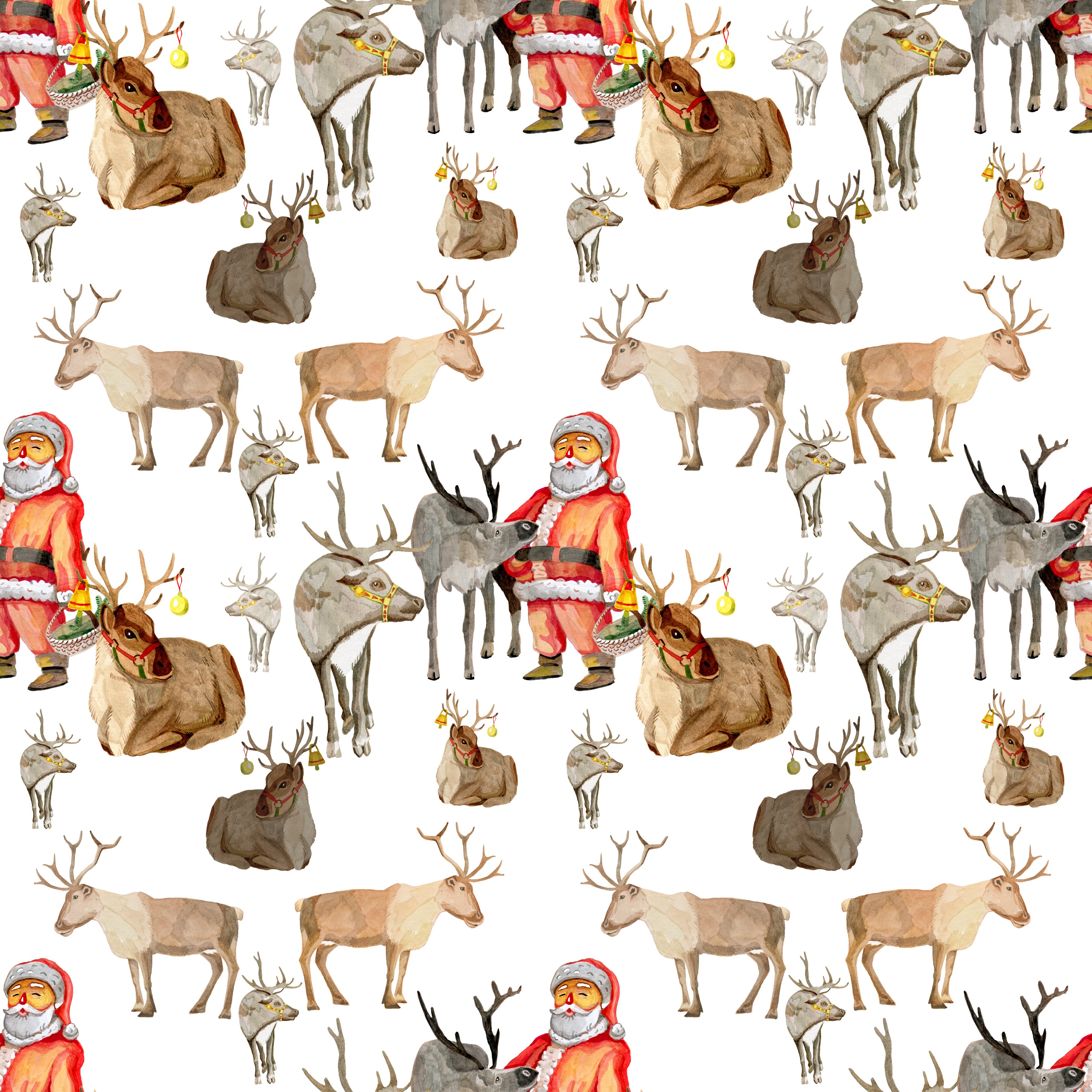 Digital paper Christmas reindeer and Santa