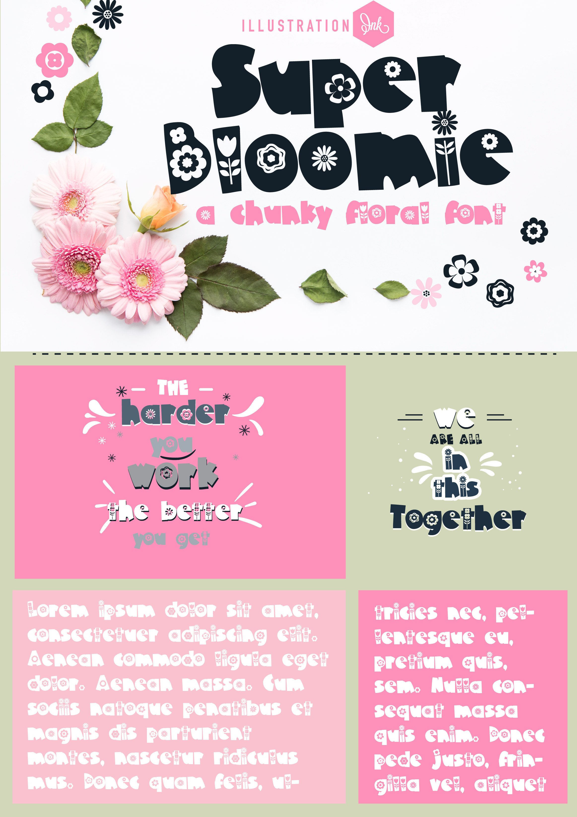 Retro flower font