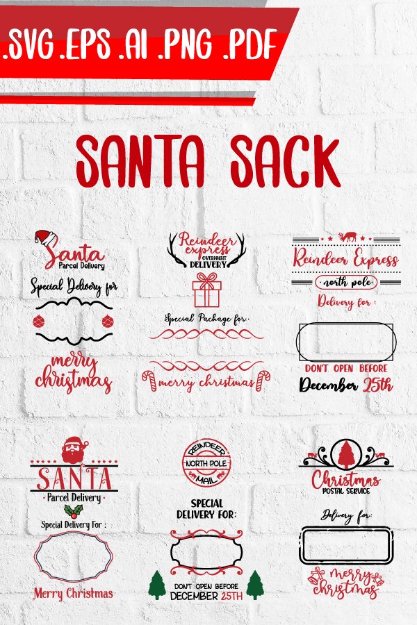 Santa Sack BUNDLE 2 svg eps ai png pdf