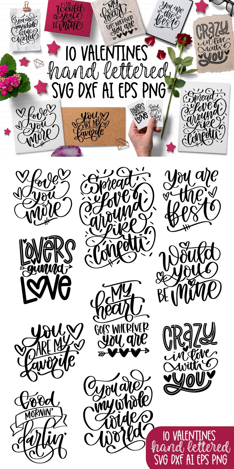 Valentines Hand Lettered SVG Craft Bundle