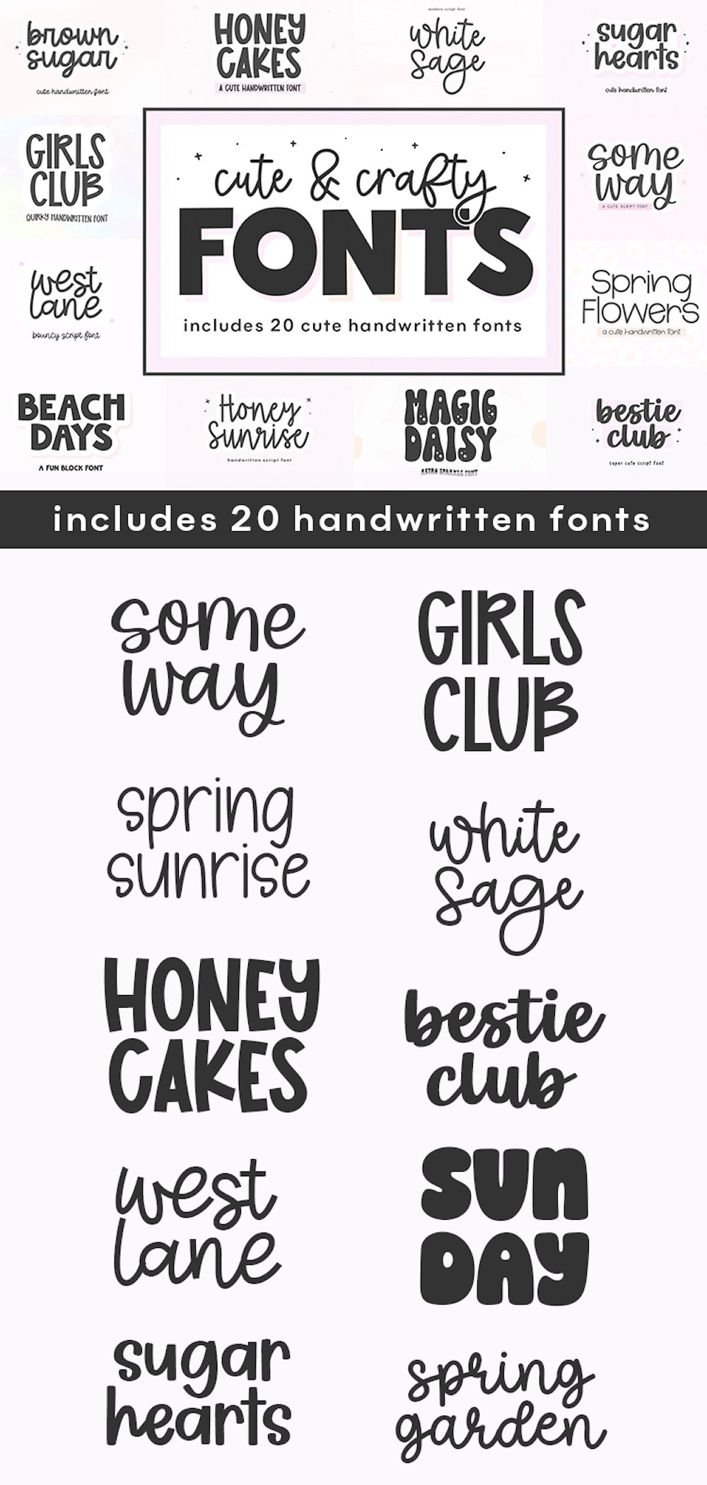 Cute and Crafty Font Bundle - 20 Fonts for (3671199)