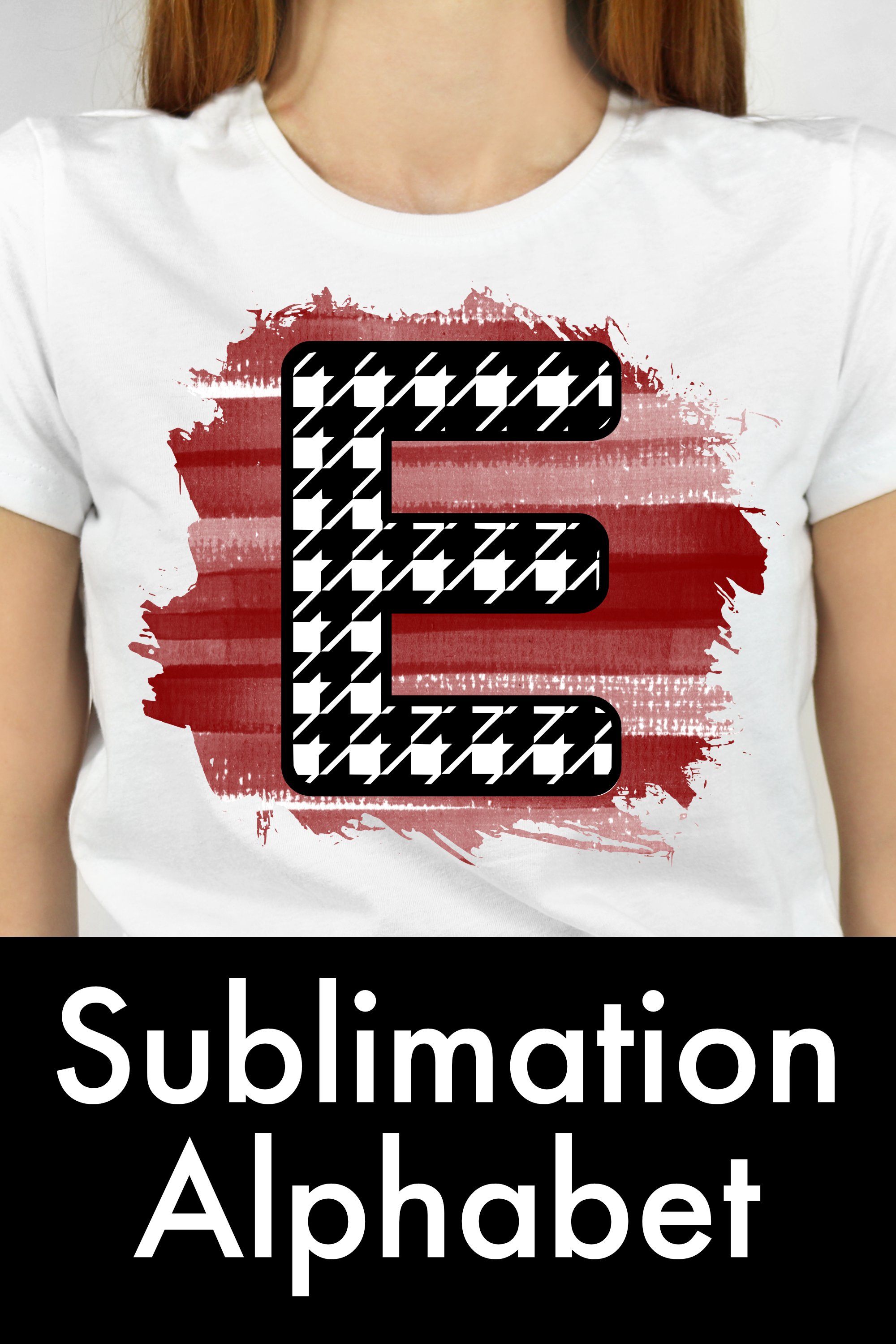 Printable Houndstooth Pattern Alphabet with Red Background