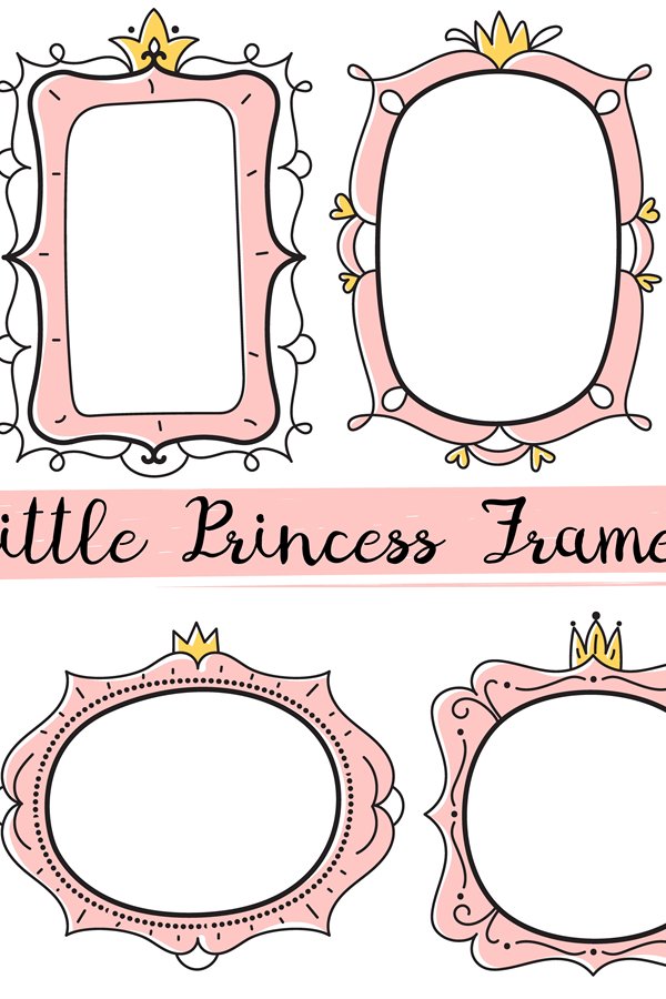 Little princess frames. Pink cute mirrors frame, baby girl b