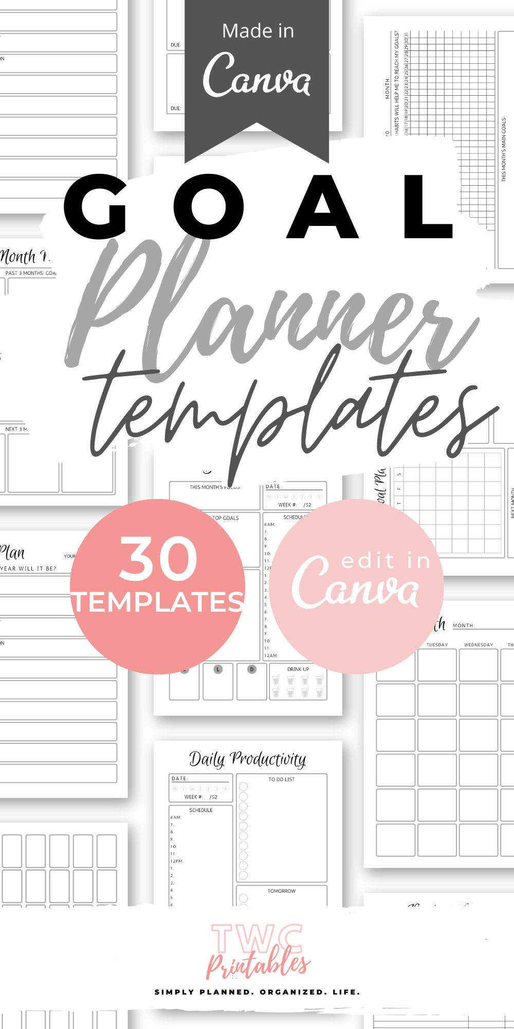 Goal planner canva templates