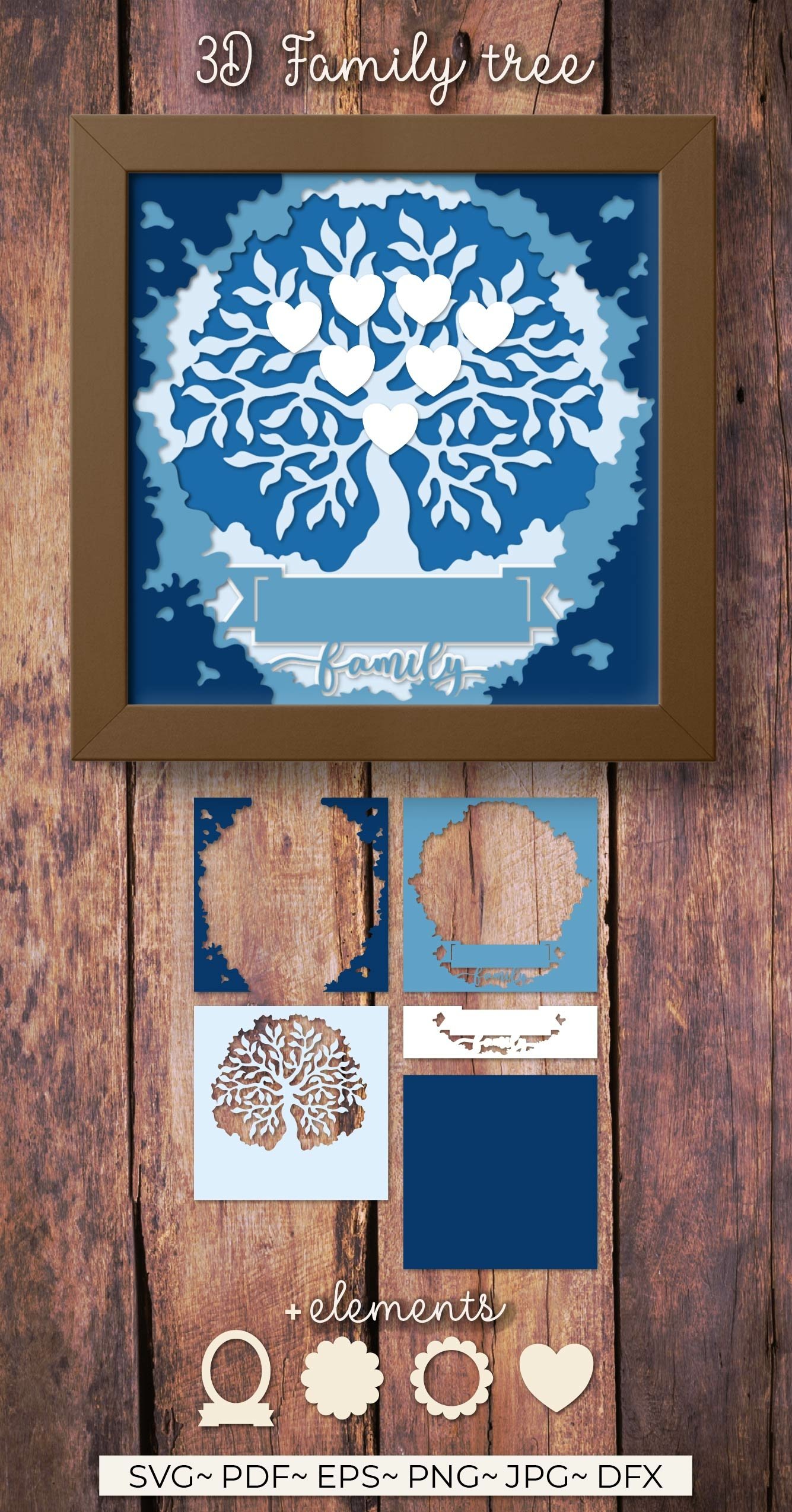 3d Family tree shadow box svg | Tree of life layered
