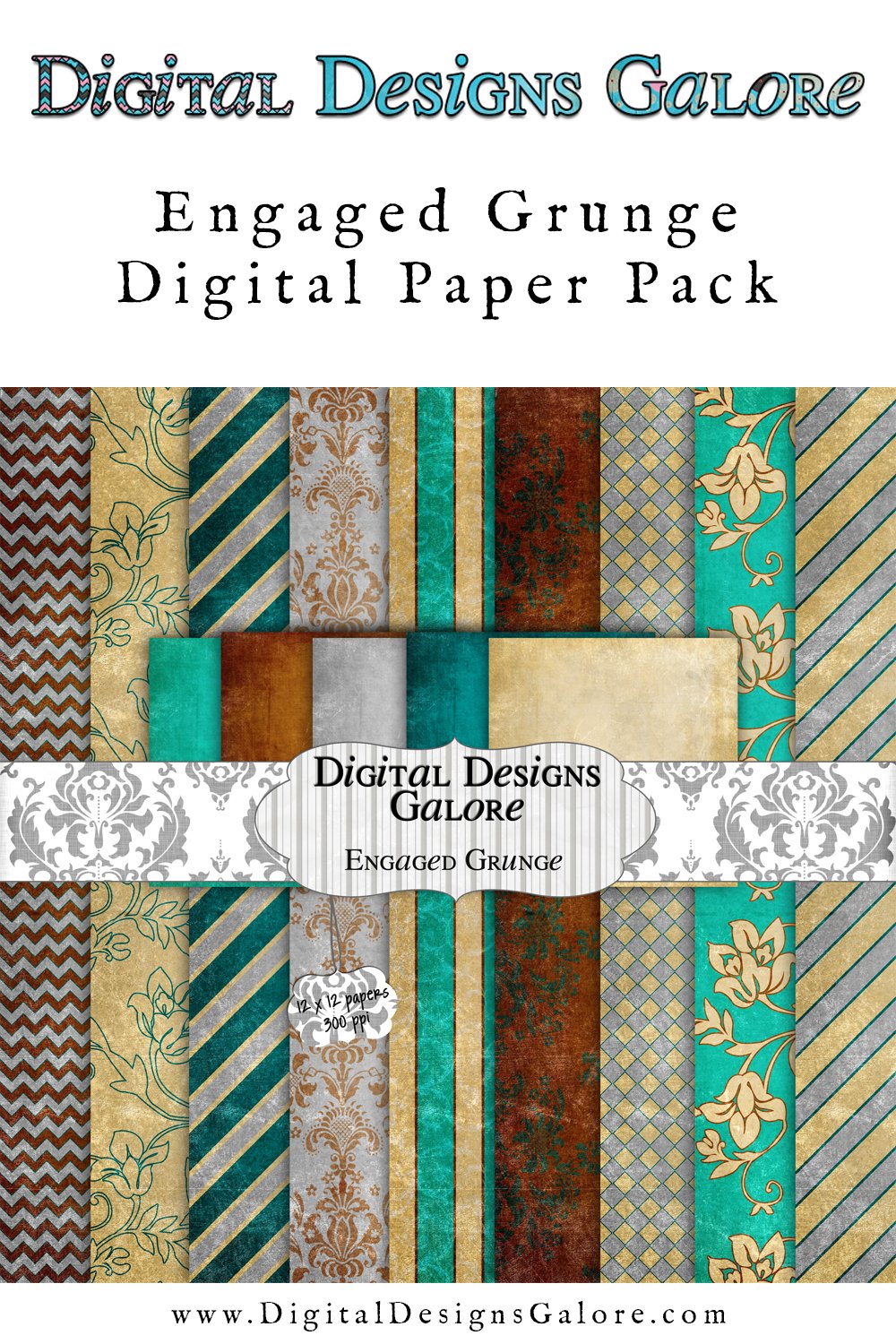 Engaged Grunge Digital Paper Pack