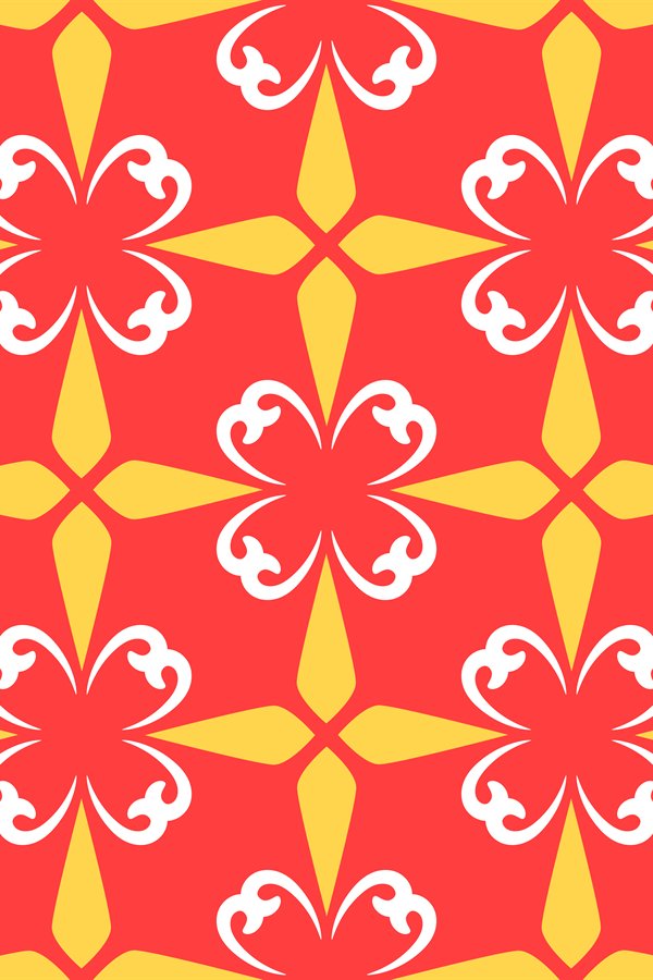 Red arabic ornamental ceramic tile