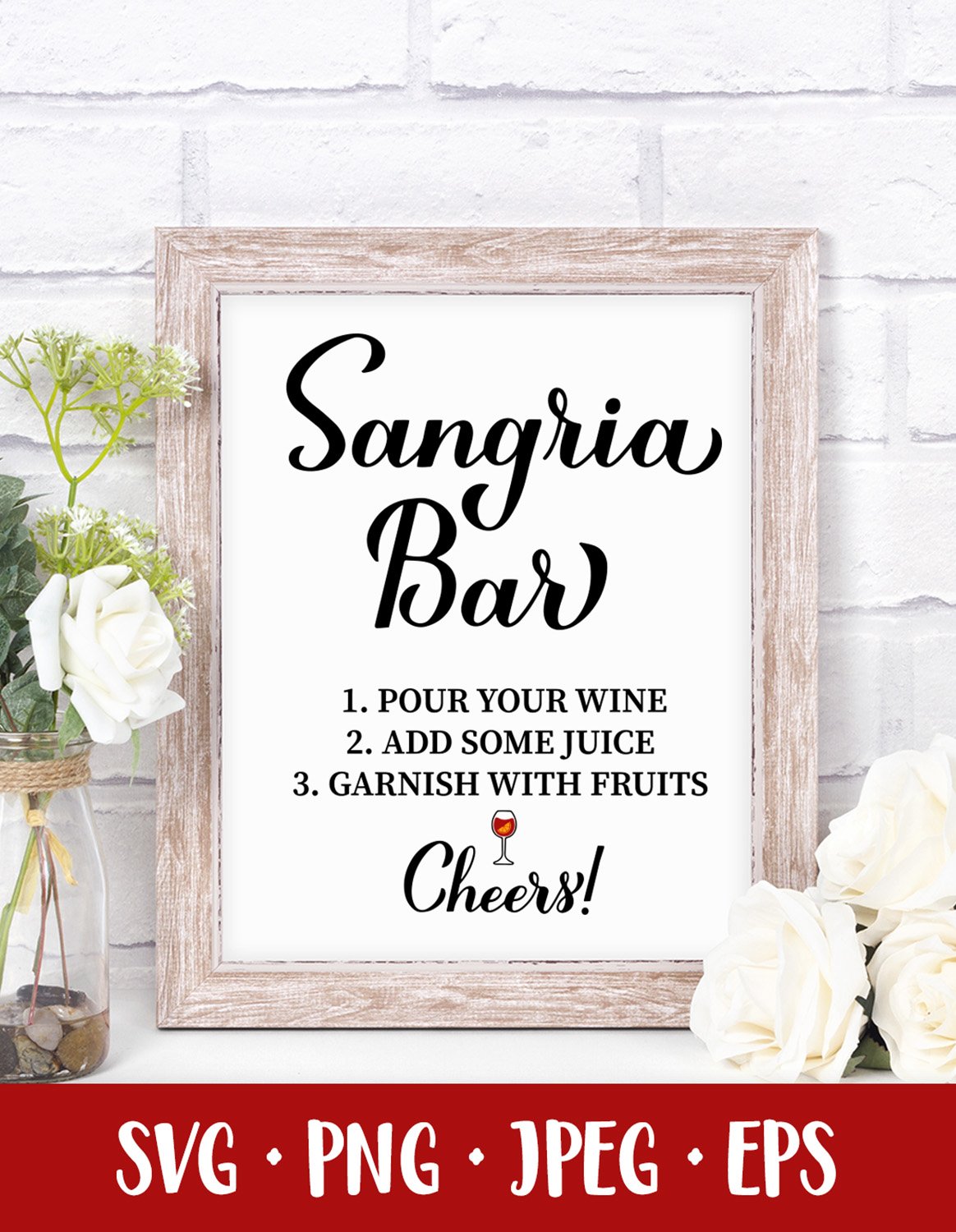 Sangria Bar Sign Hand Lettered SVG. Spanish Summer Drink