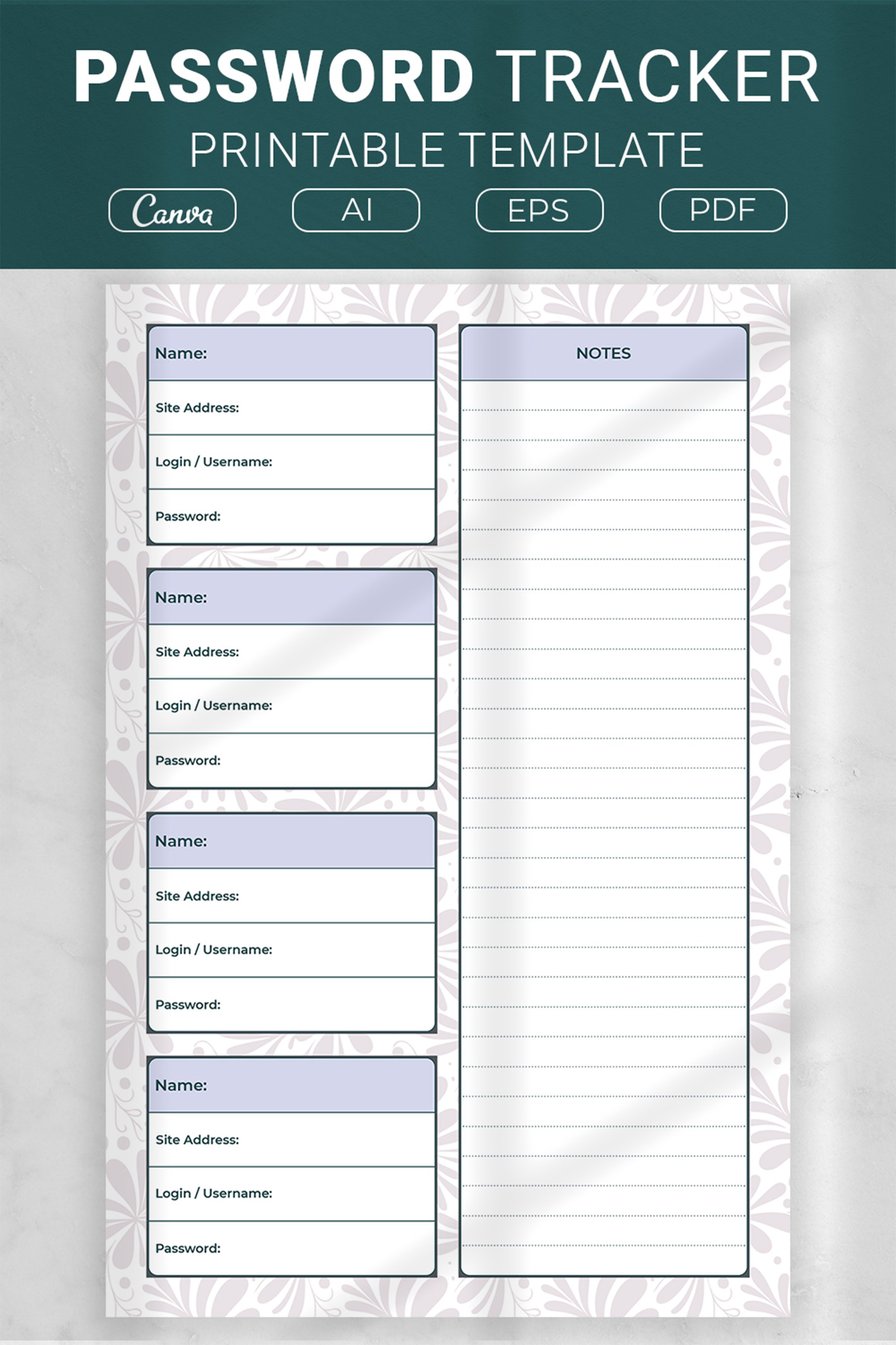 Password Tracker Template (3063588)