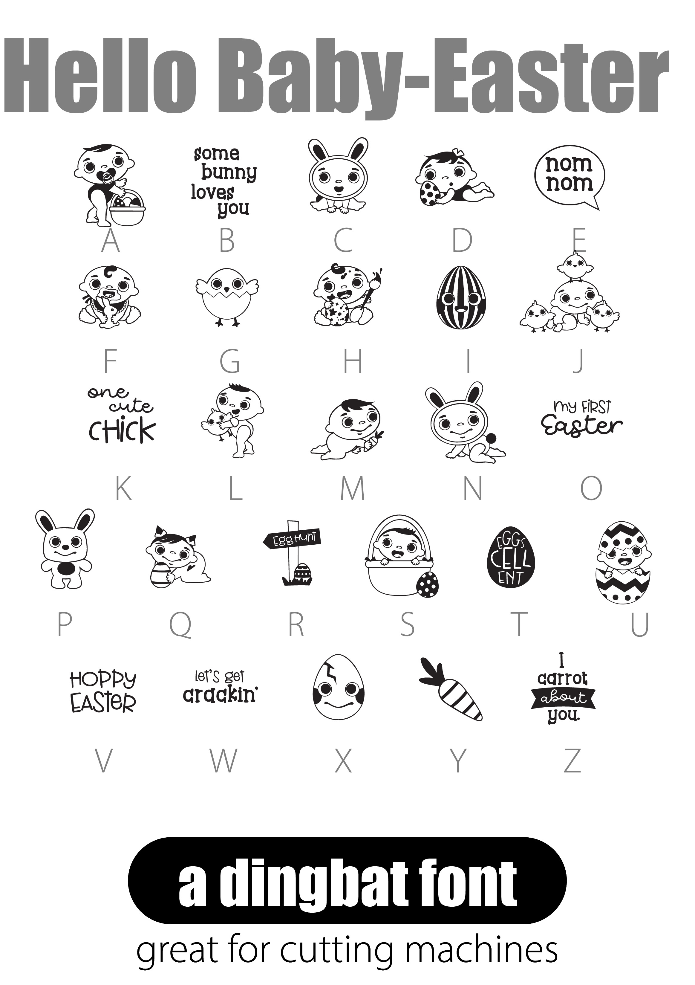 Two Easter Dingbat Fonts with 52 creative images