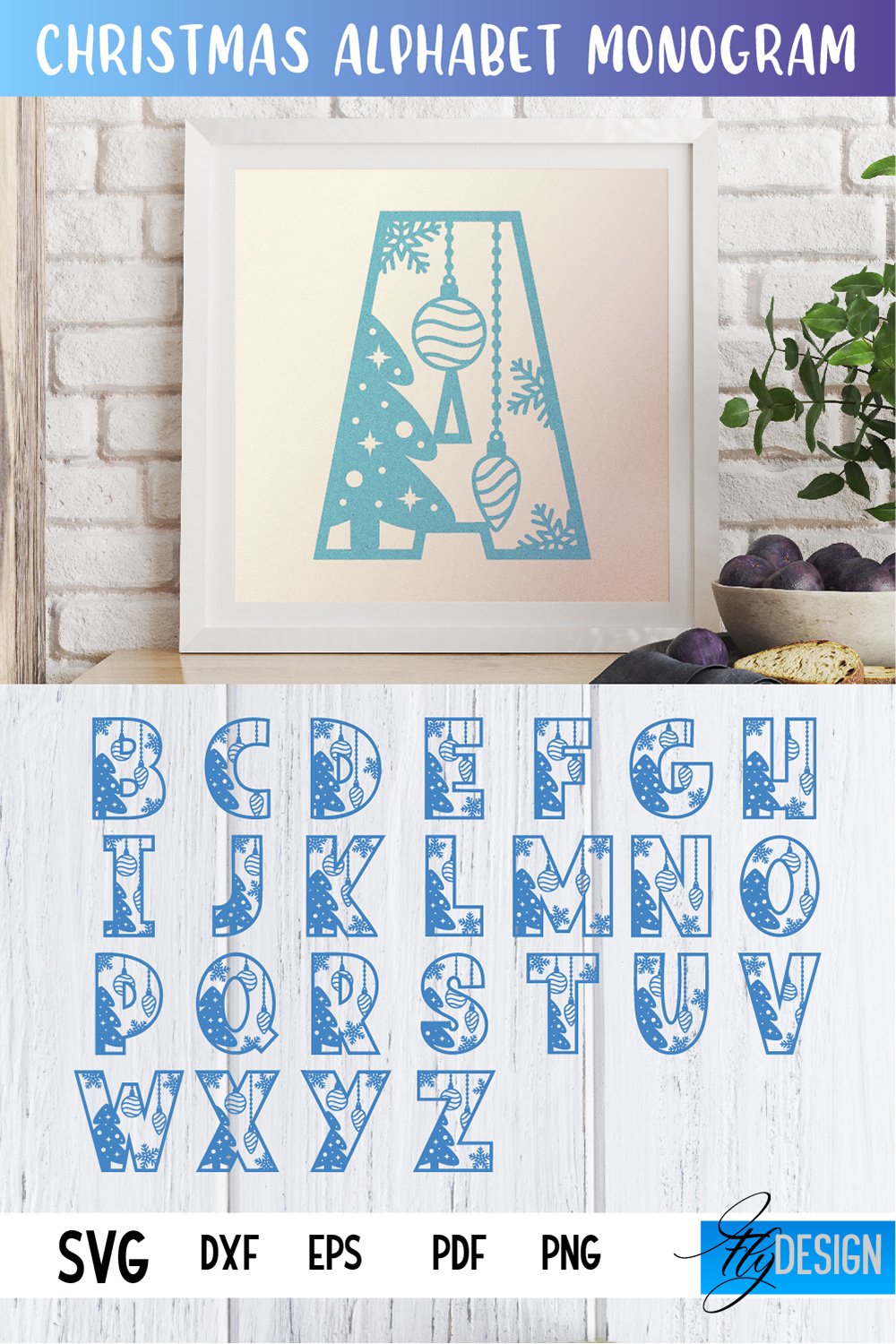 Christmas Alphabet Monogram | Alphabet SVG | Paper (2913866)