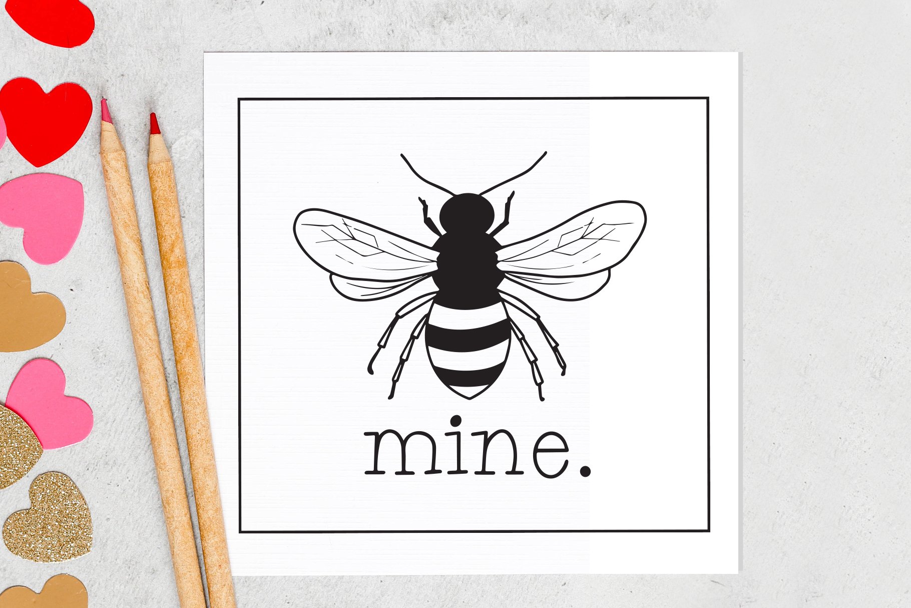 Valentine's Card Printable - Bee Mine - bumblebee - SVG PDF