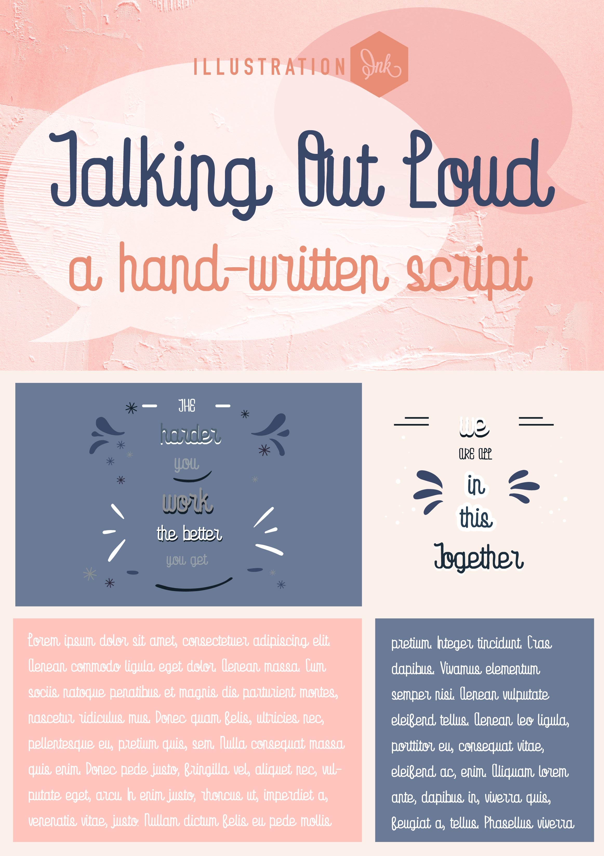 Hand-crafted, hand-written, script font