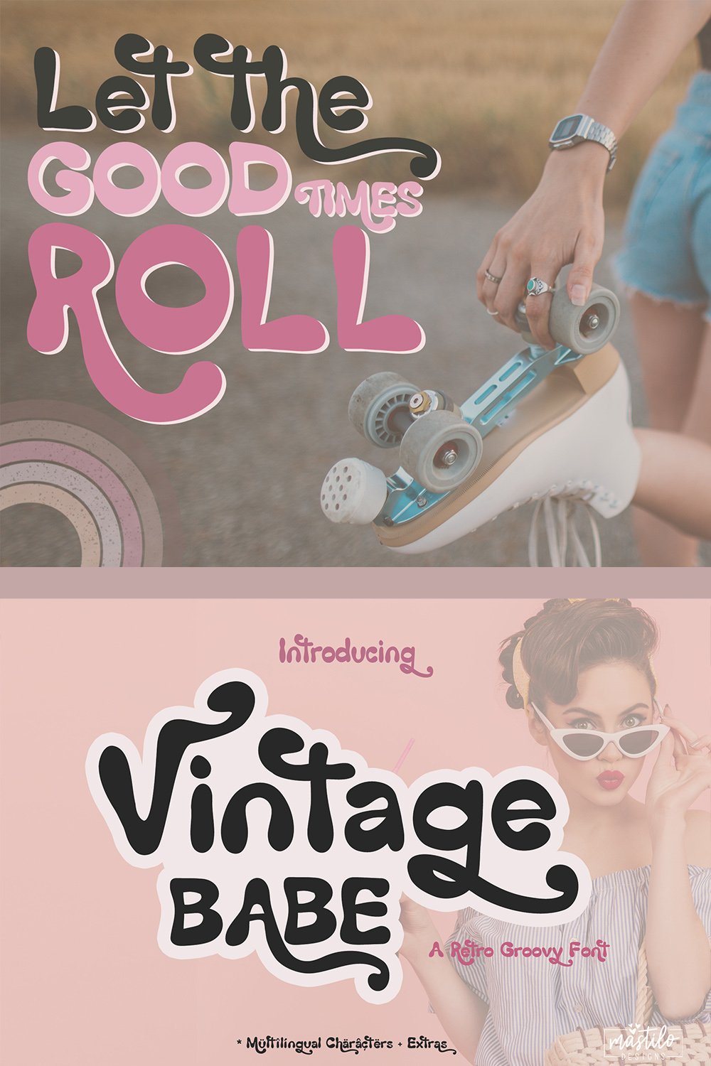 Hand Drawn Retro Groovy Font - Vintage Babe | Multilingual