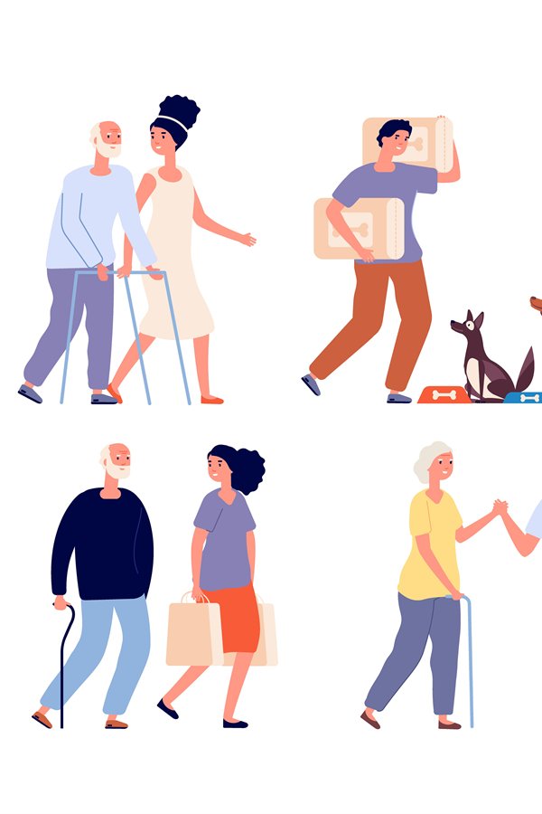 Volunteers helping. Helper groups, social organization worke