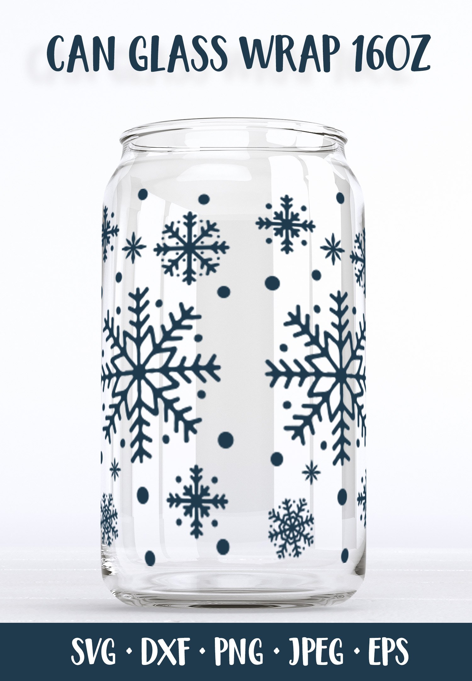Snowflakes Glass Can Wrap SVG. Winter Can Glass