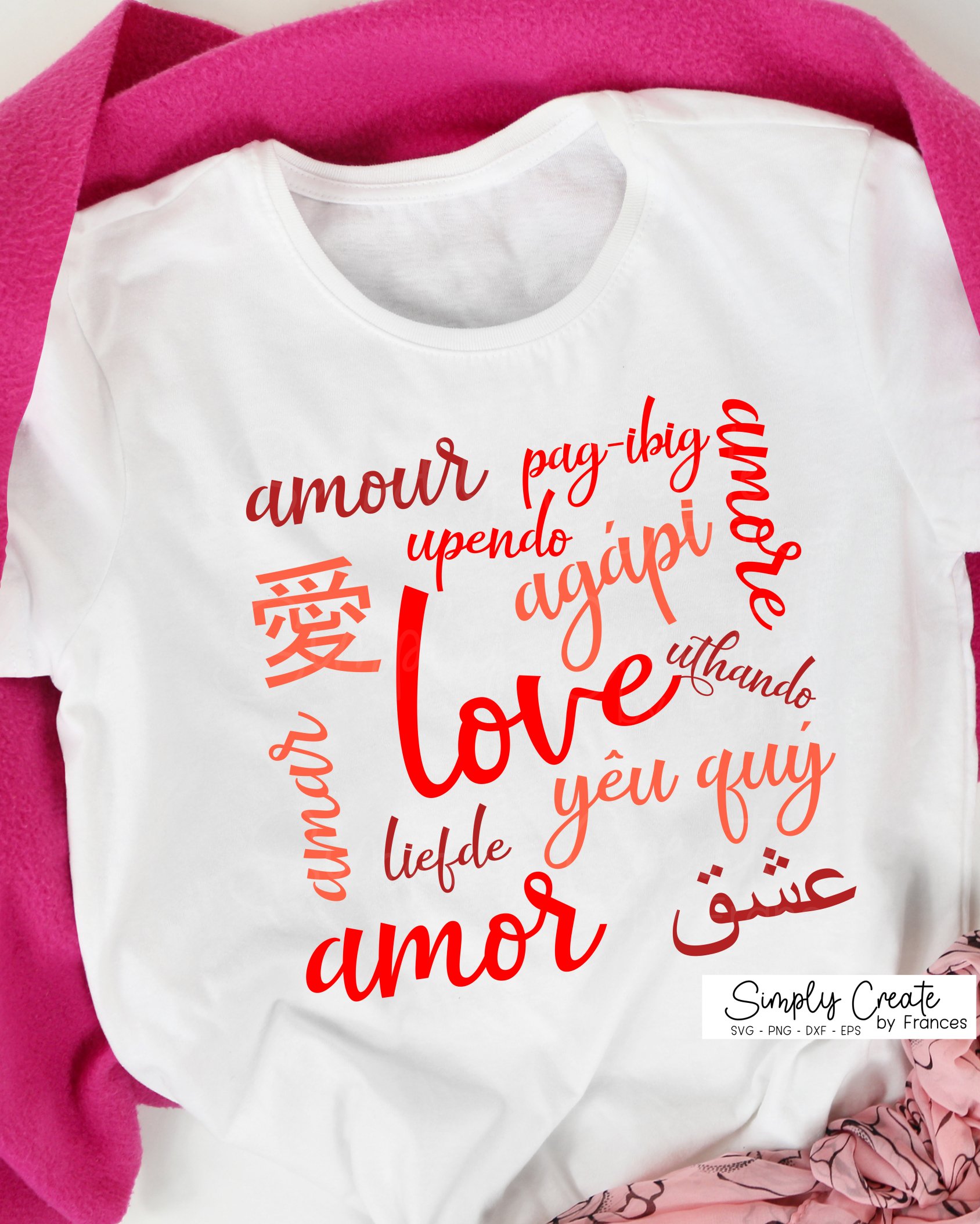 Love in many languages, Valentine SVG, Multi-language
