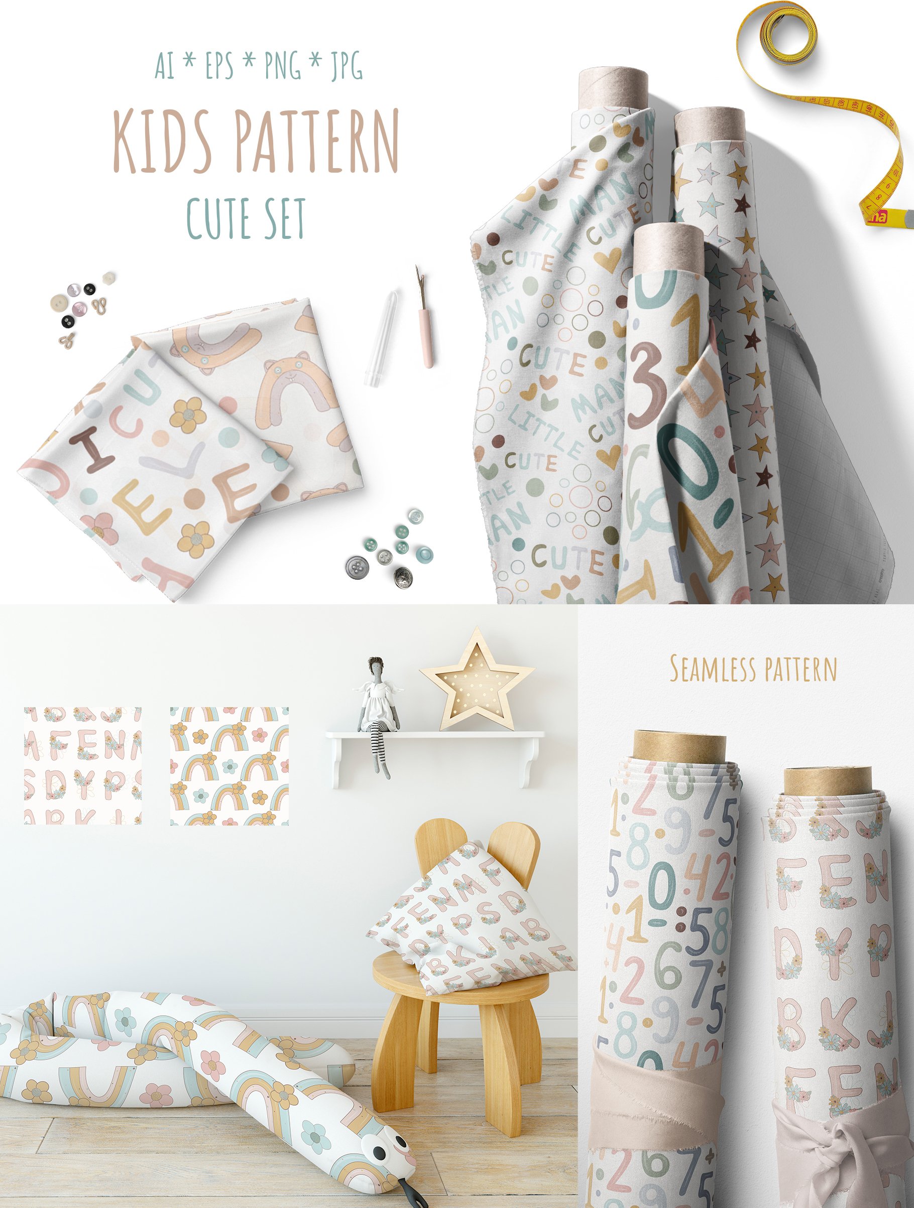 Cute Kids Pattern Set Bundle