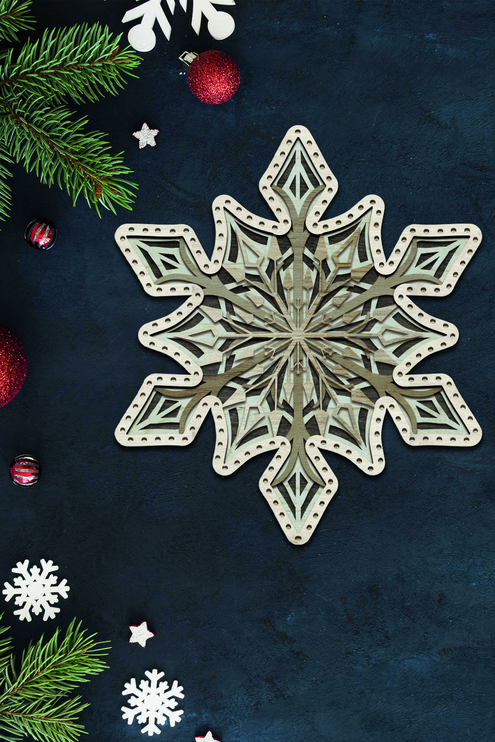 Snowflake Mandala Multilayer Wall Art Template