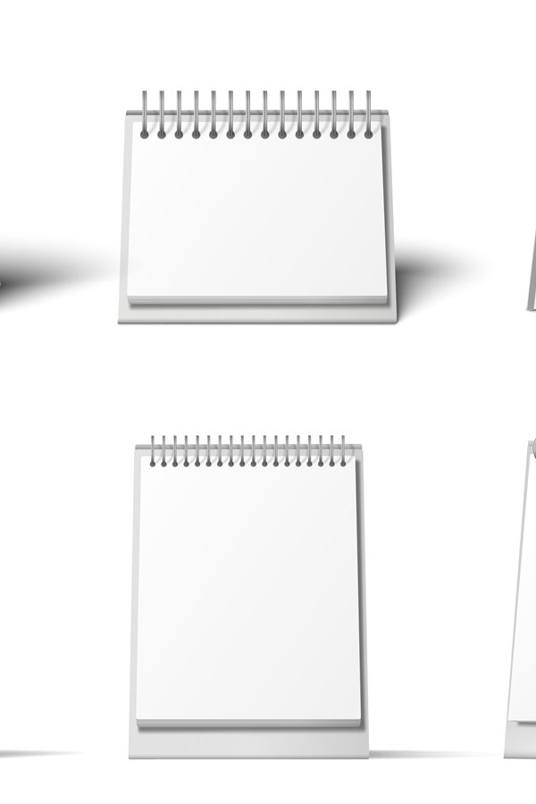Desk calendar mockup. Blank calendars stand, table diary rem