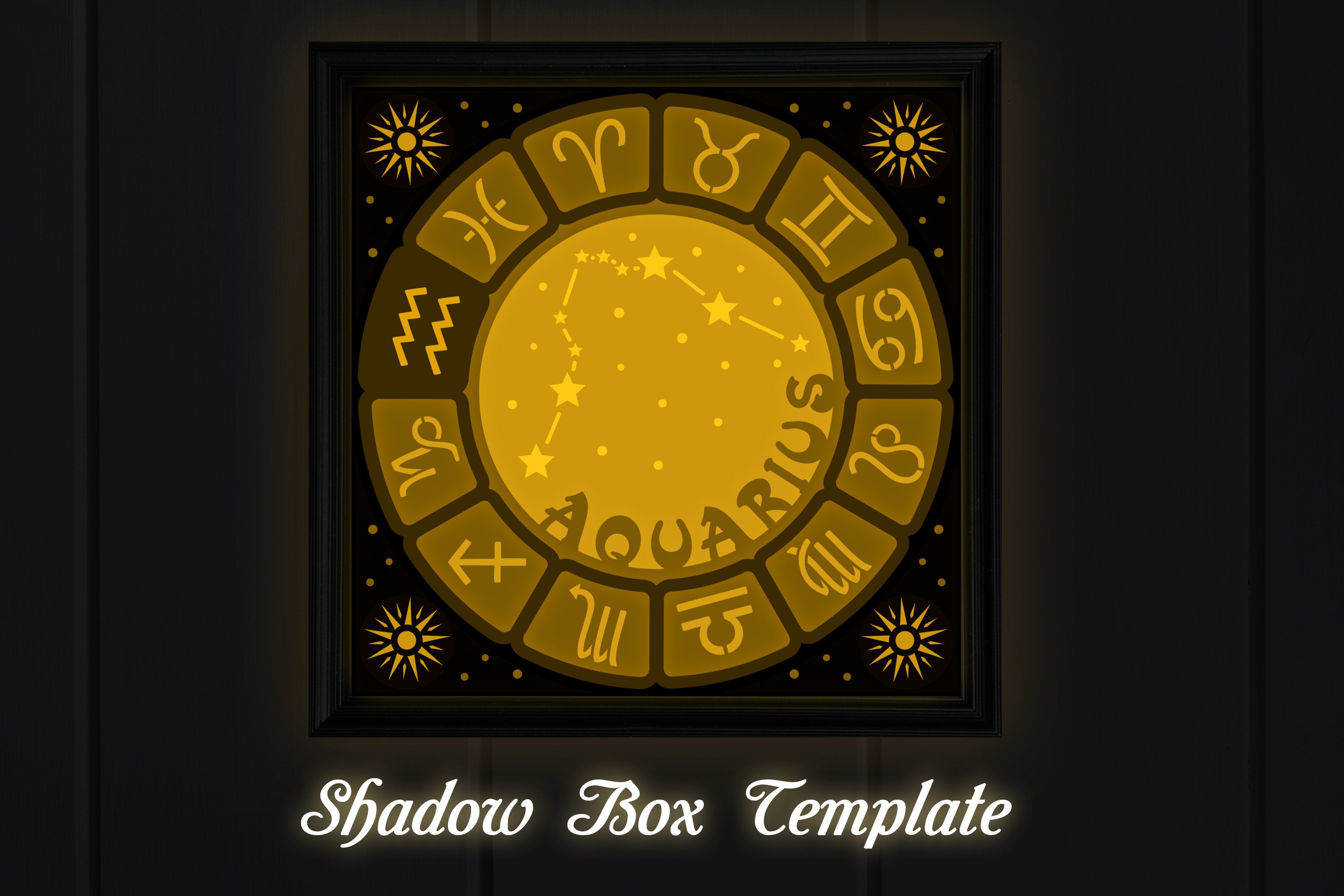 Aquarius shadow box svg | Zodiac aquarius sign svg