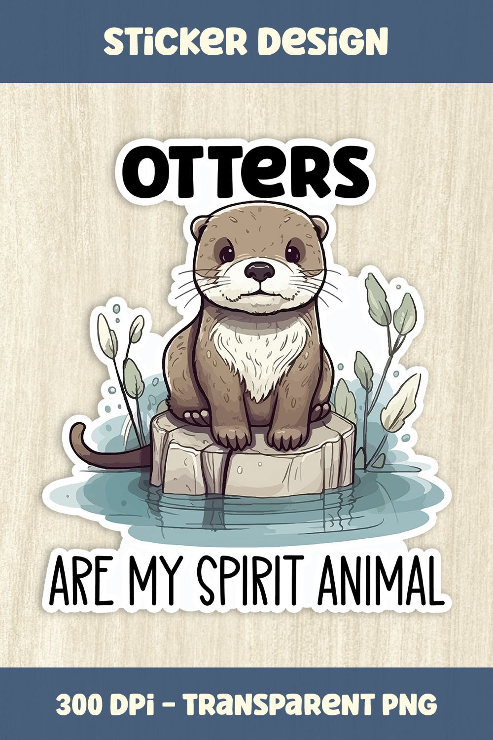 Otter sticker design, transparent PNG