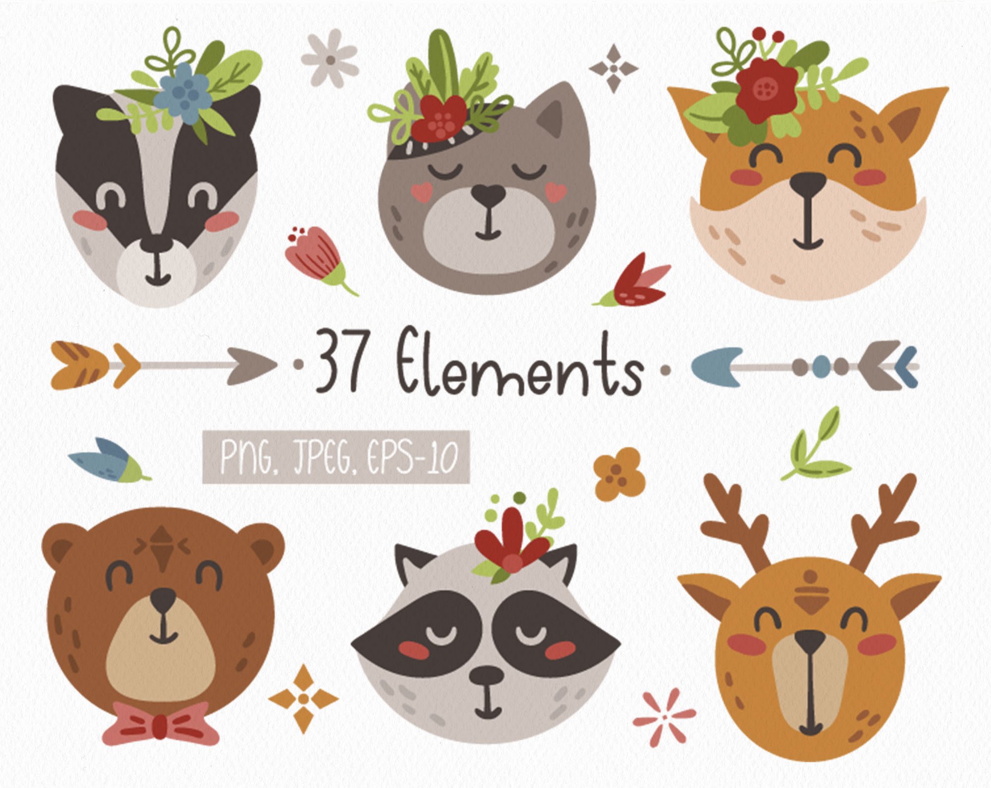 Animal faces Png clipart, baby animals kids clip art