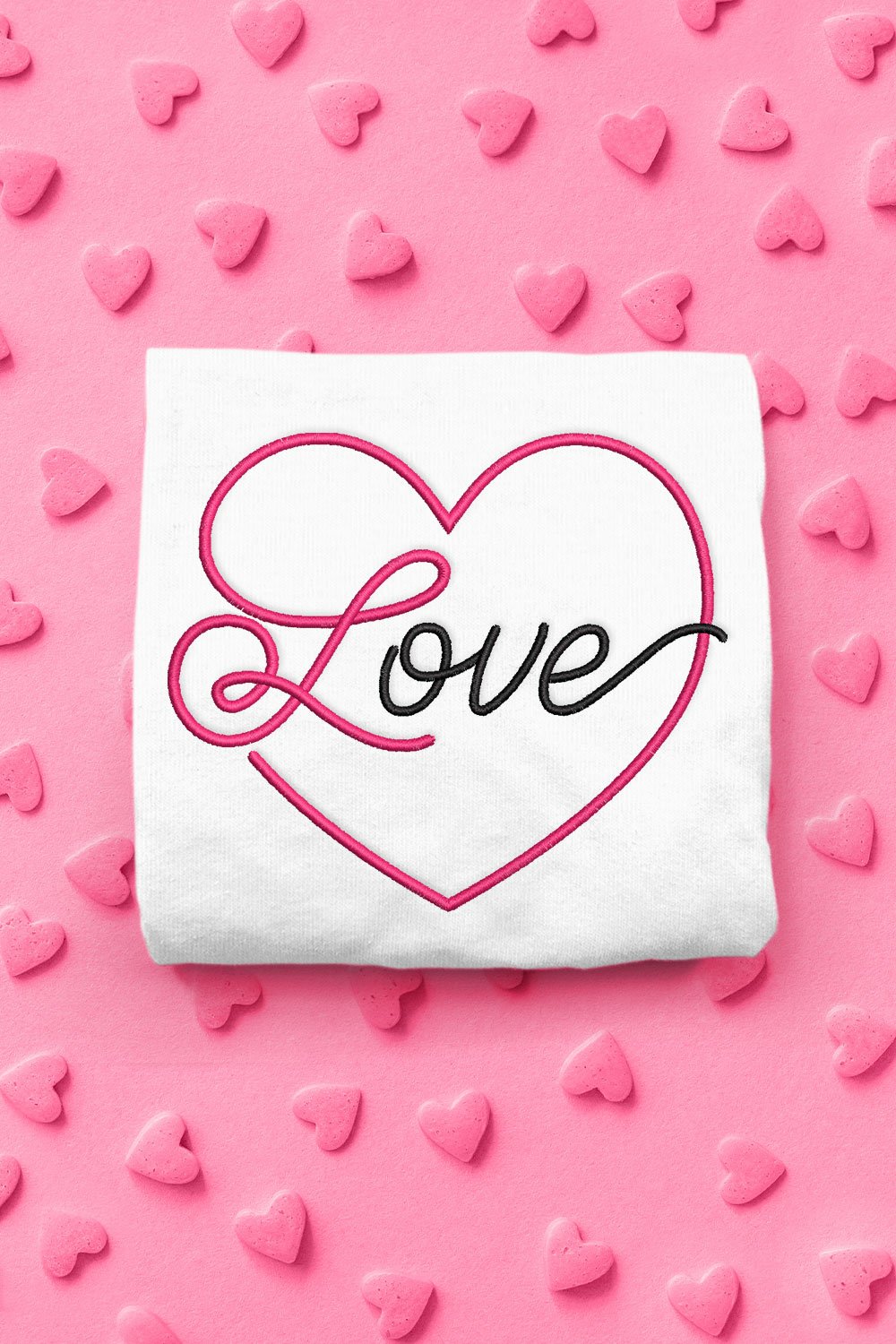Valentine's Day Love Script Heart Embroidery Design