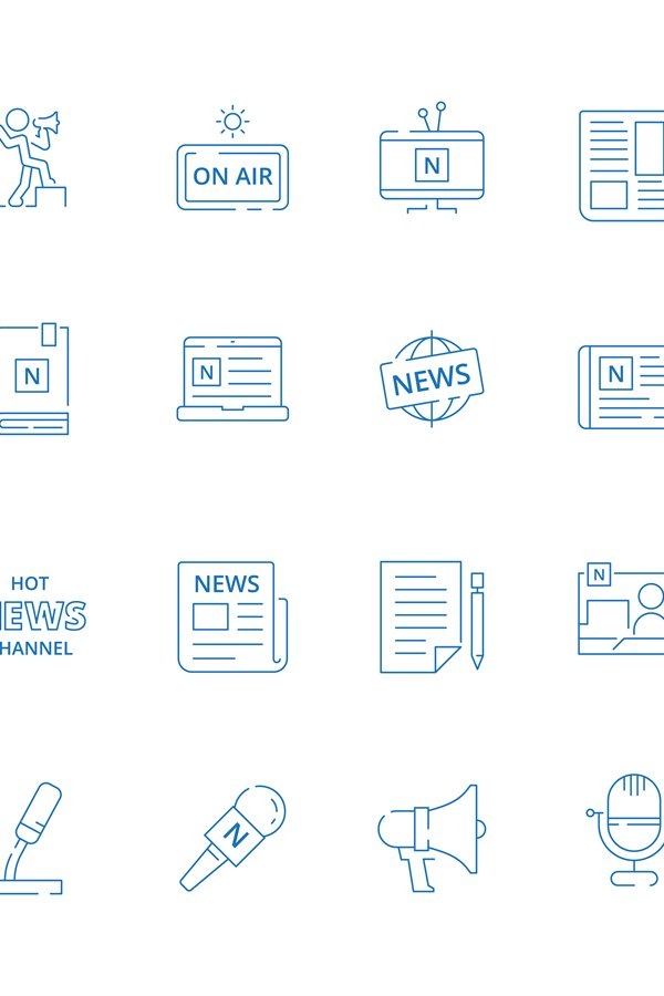 News symbols. Business newspaper online magazine various inf