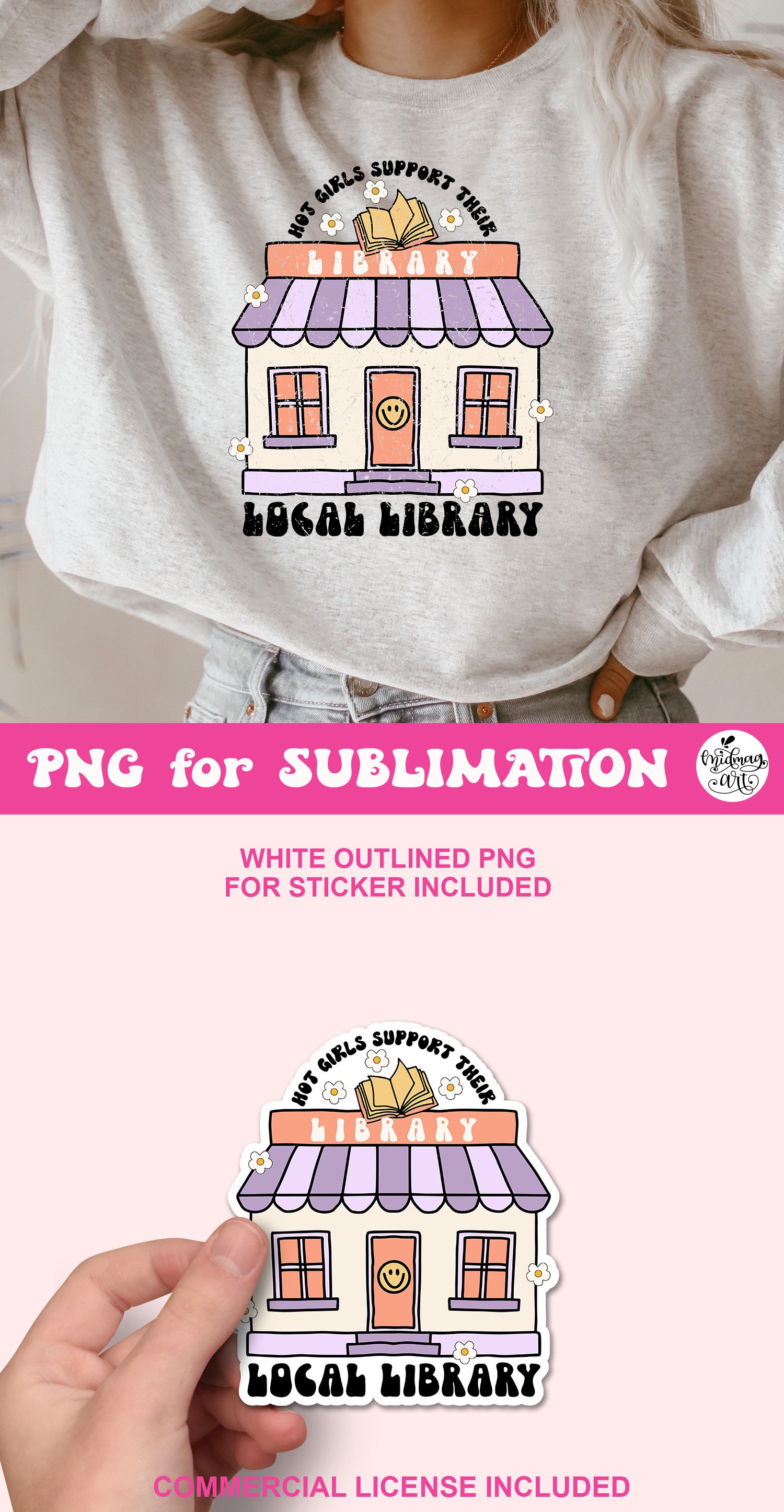 Hot Girls Support Their Local Library PNG, Cute Trendy Png