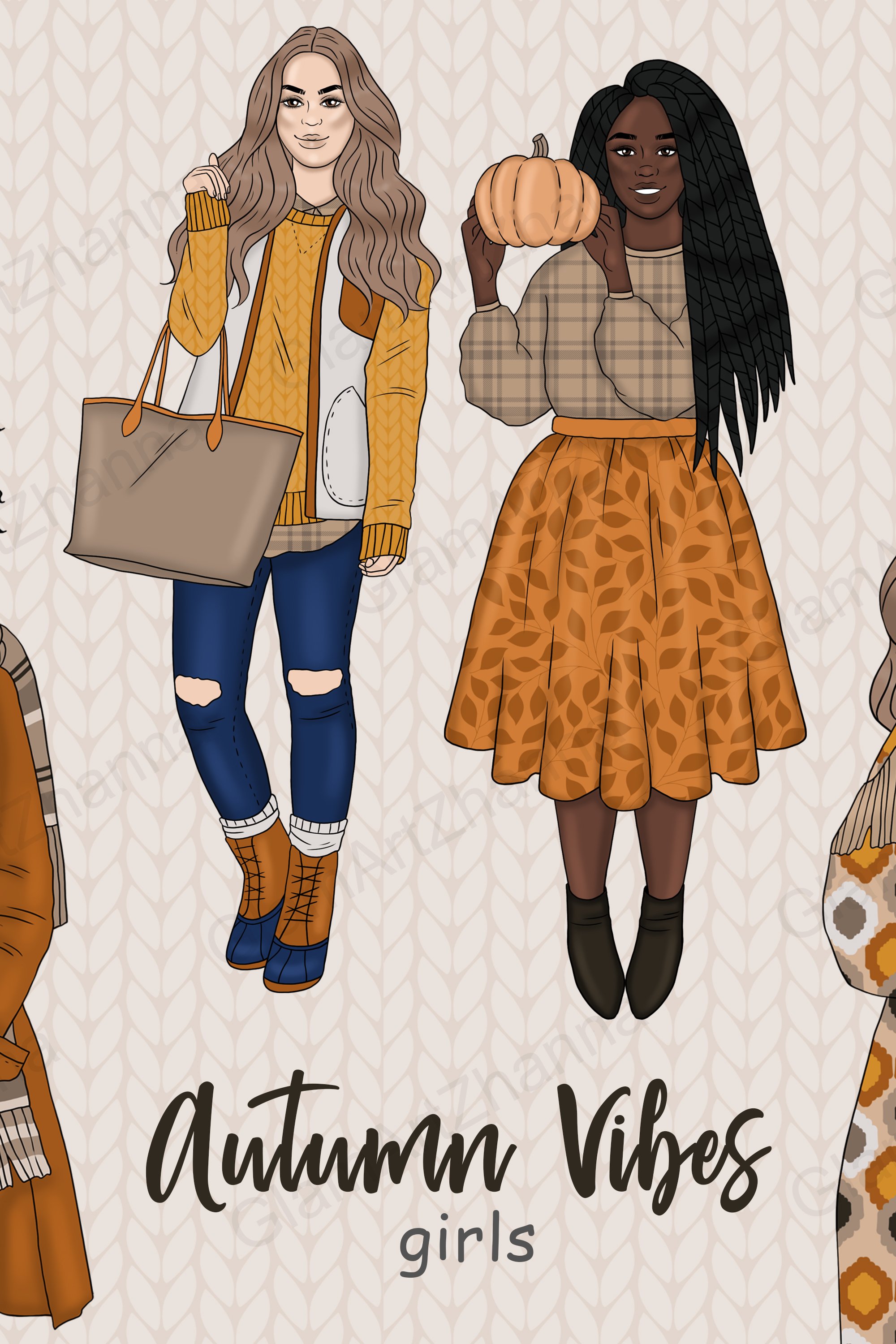 Autumn Vibes GIRLS, Spice Fall Clipart Cozy Pumpkin - PNG