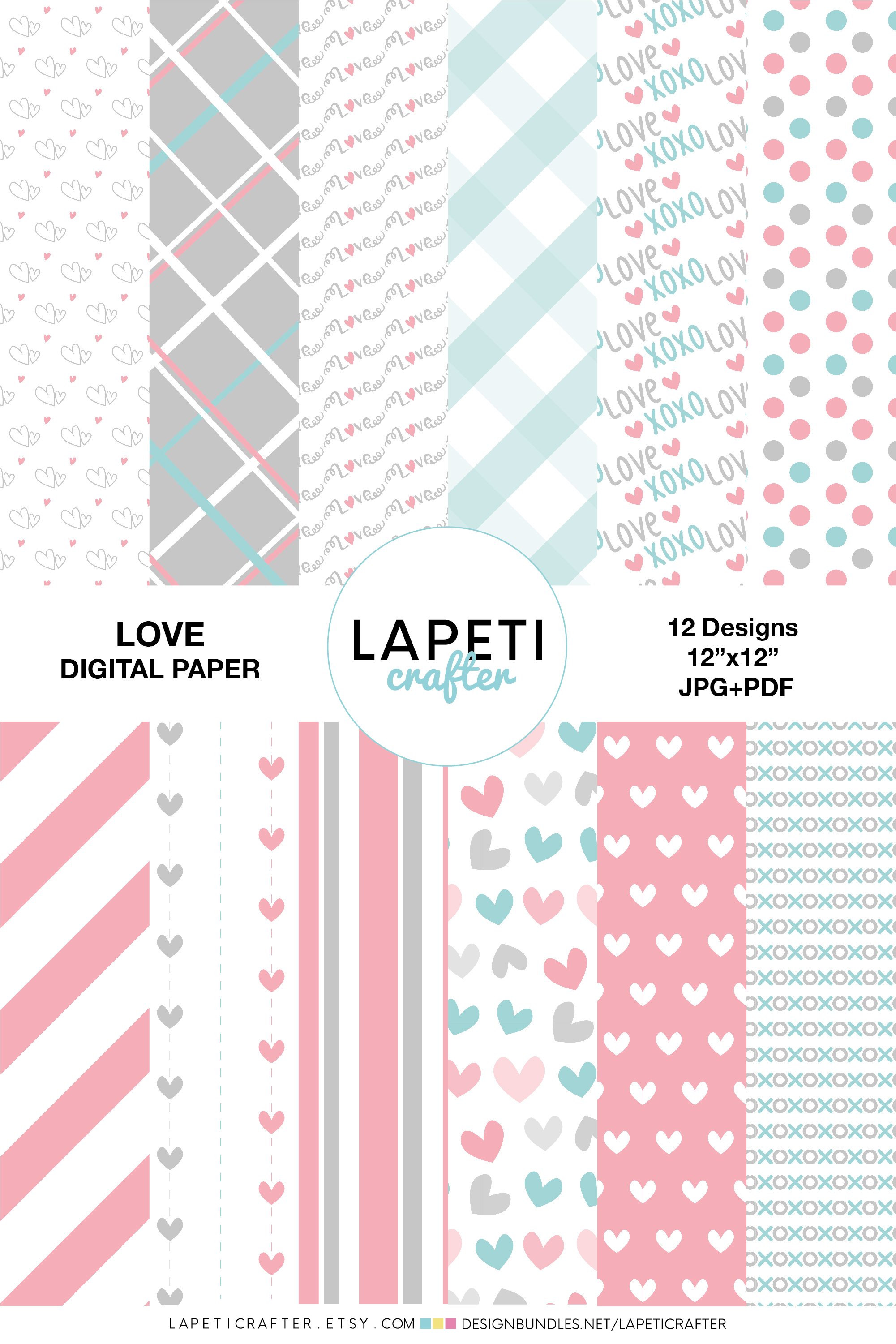 Love and Valentines Day Digital Scrapbooking Paper