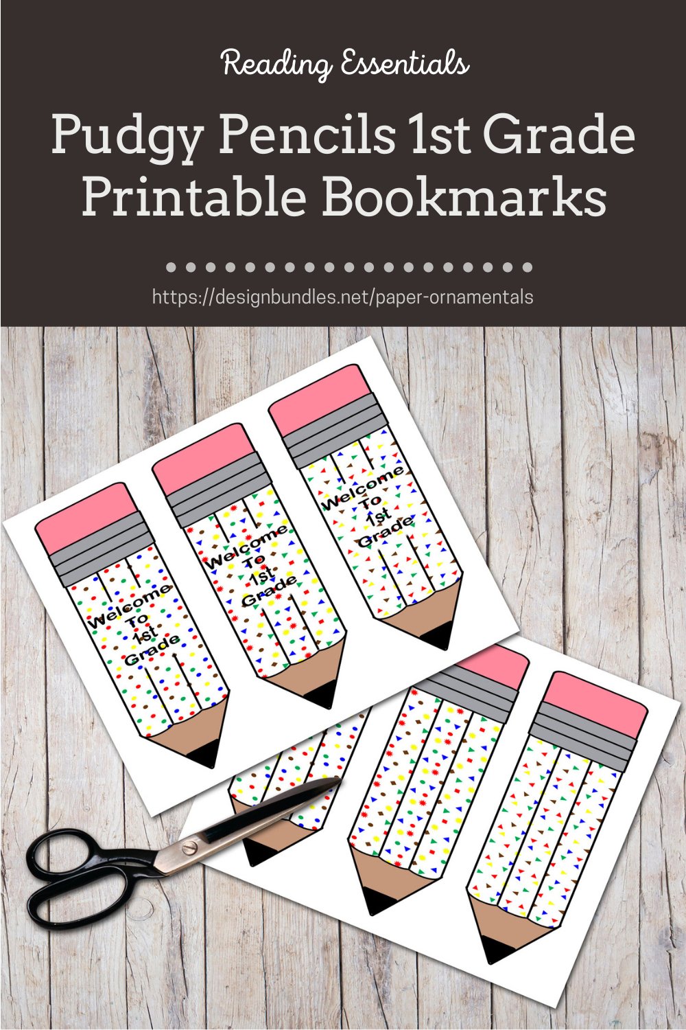 Pudgy Pencils 1st Grade Pattern Printable Bookmark Set